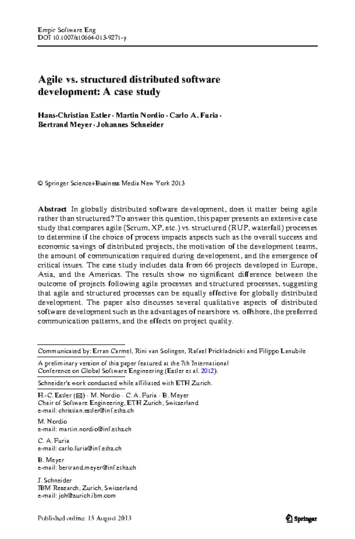 Estler 2013 - web design - DOI 10/s10664-013-9271-y Agile vs. structured distributed software ...