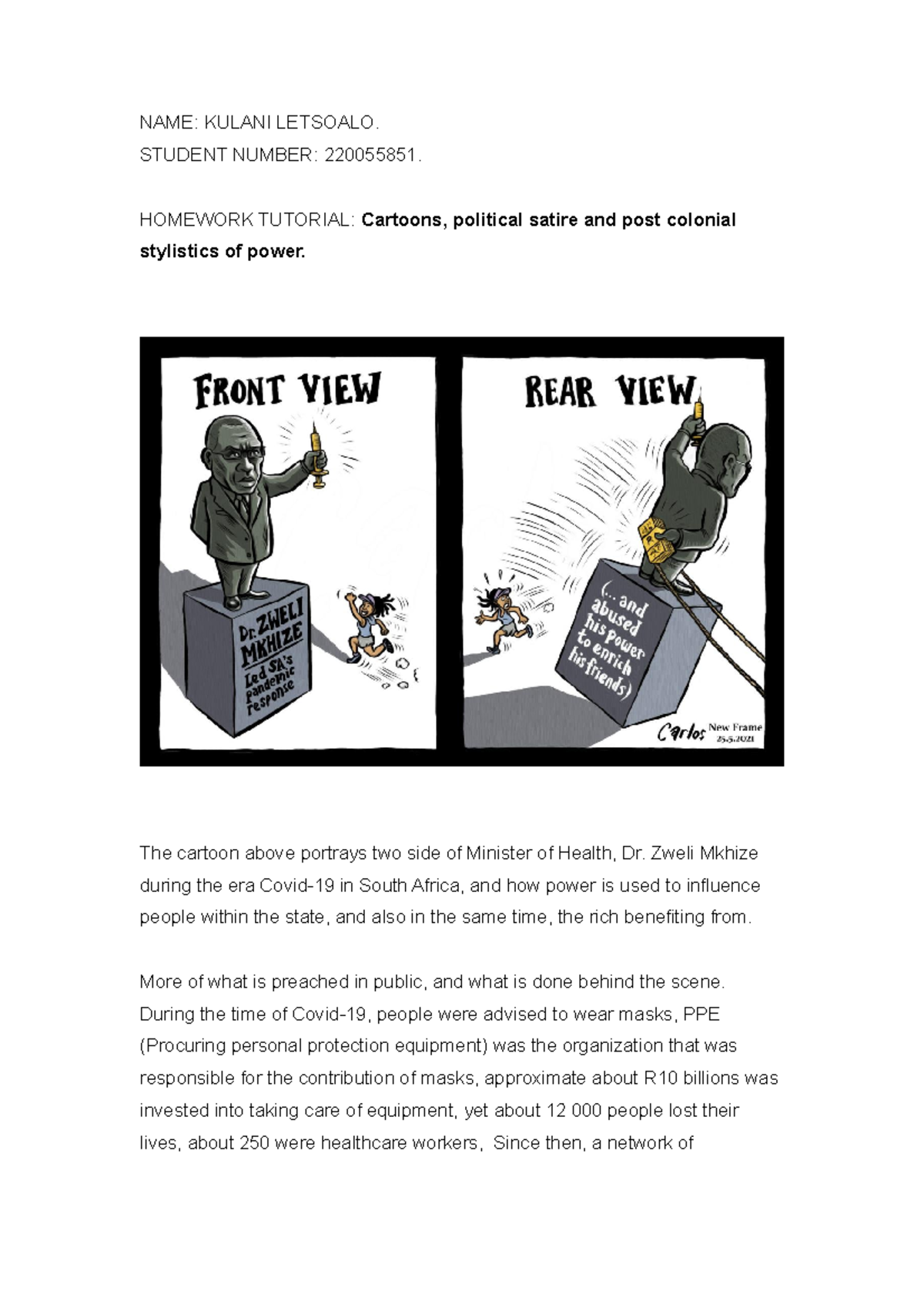 TUT Homework Cartoons, Political Satire AND POST Colonial Stylistics OF ...