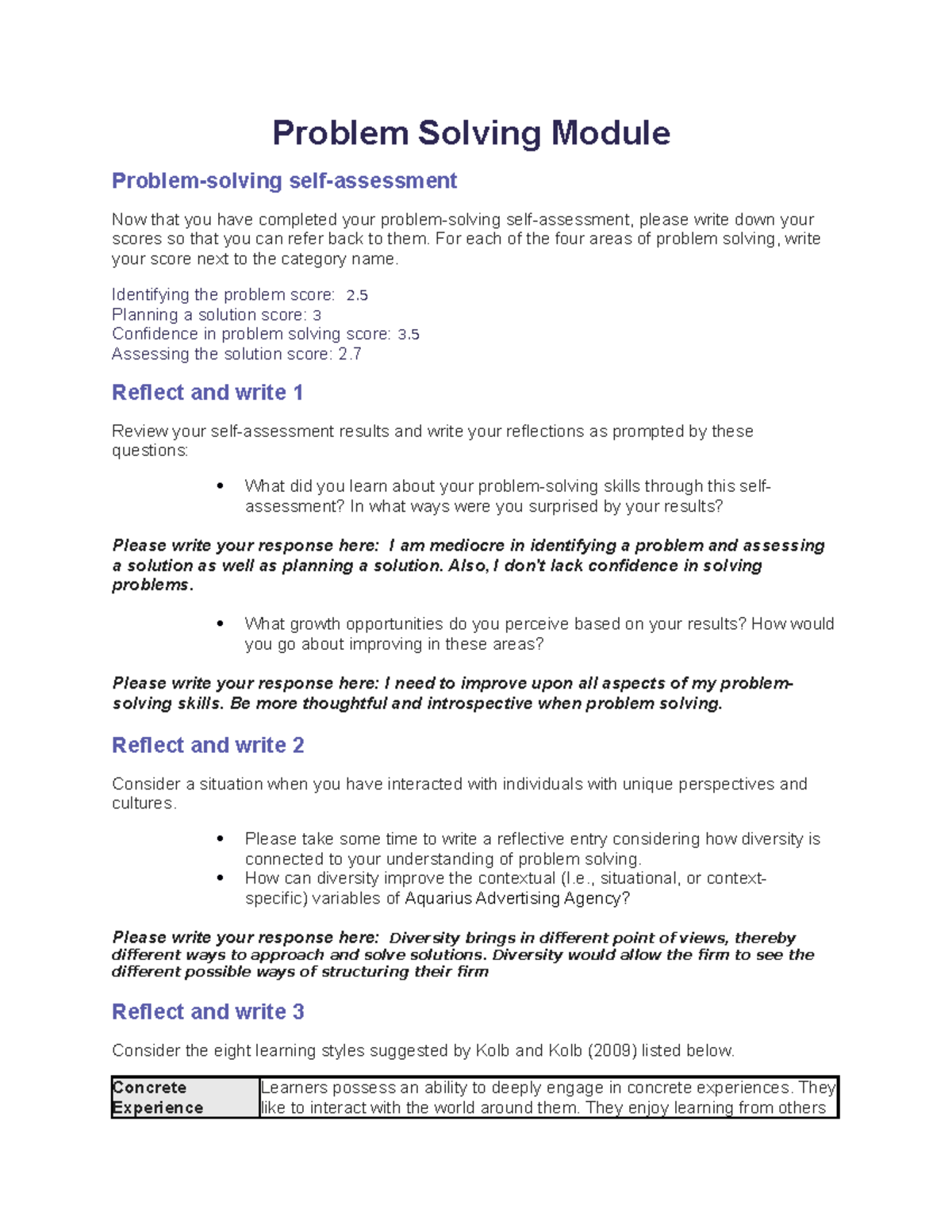 Problem Solving Workbook for fusion - Problem Solving Module Problem-solving self-assessment Now ...