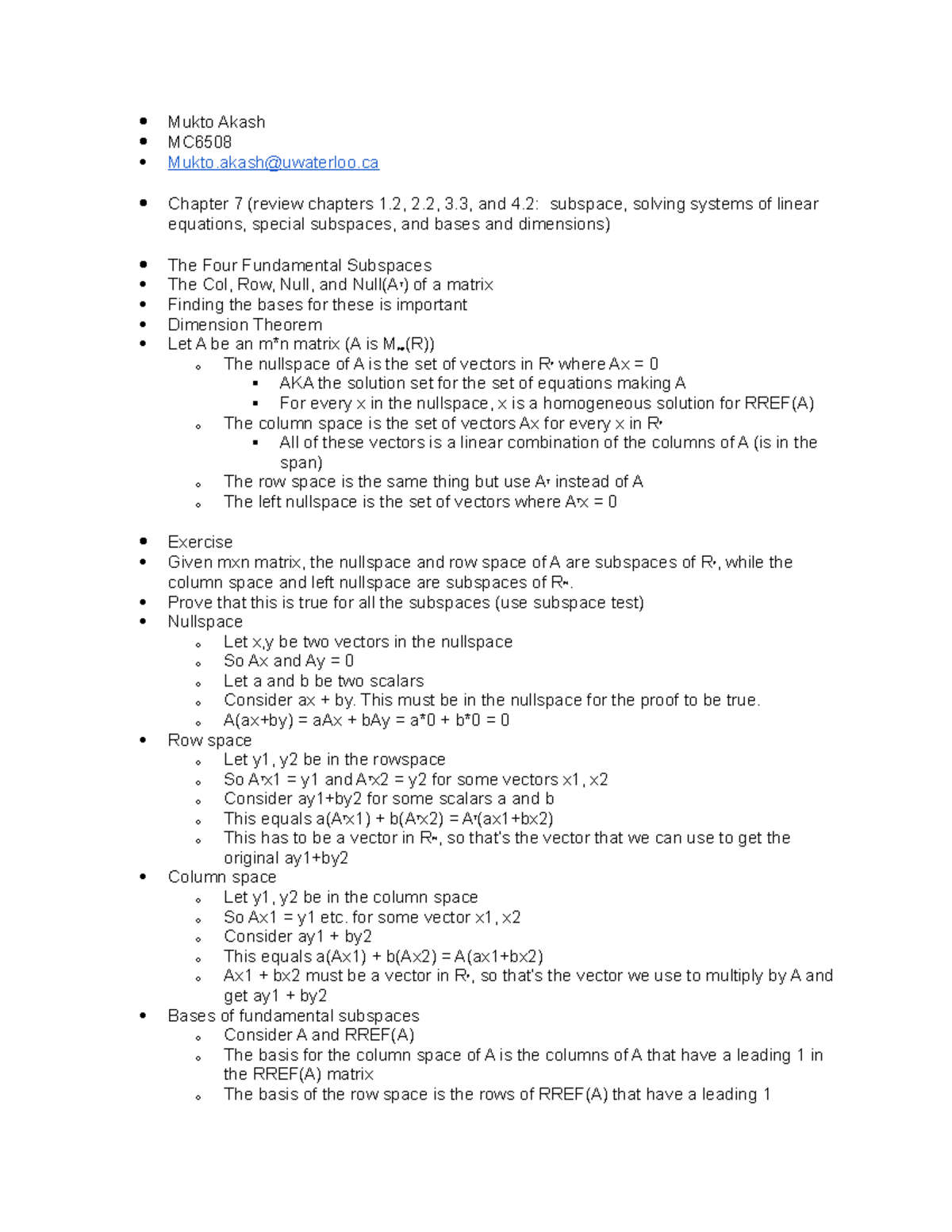 Math 235 Notes - Mukto Akash MC Mukto@uwaterloo Chapter 7 (review ...