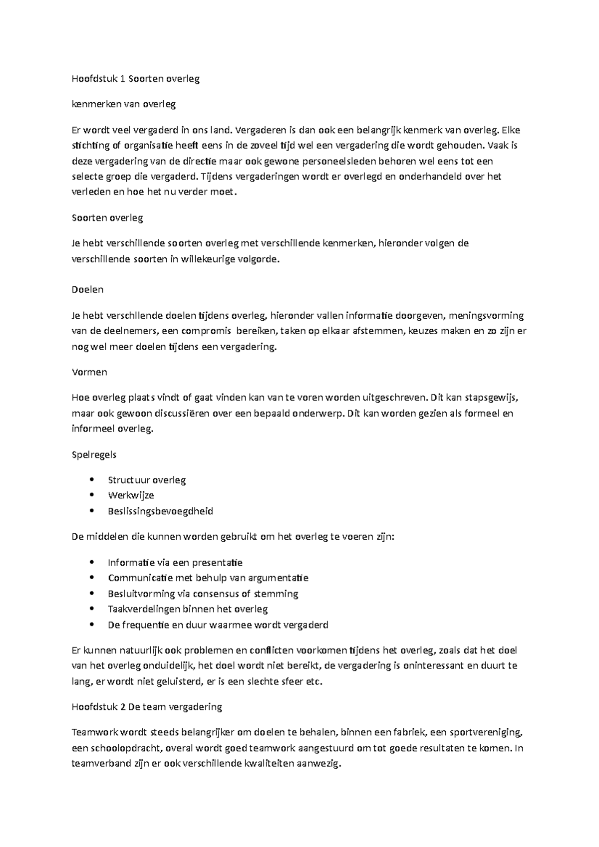 Samenvatting Vergaderen en Onderhandelen - Hoofdstuk 1 Soorten overleg ...