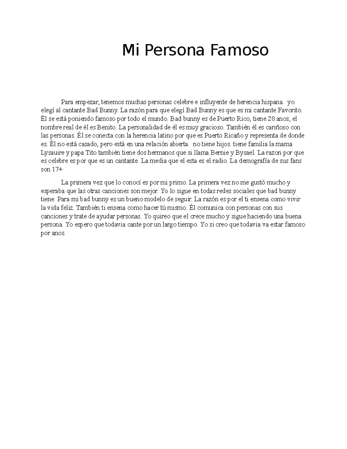 Mi persona favorita - Mi Persona Famoso Para empezar, tenemos muchas ...