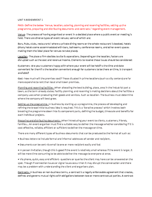 Unit 1 assignment 1 exploring businesses - Unit 1- Exploring Business ...