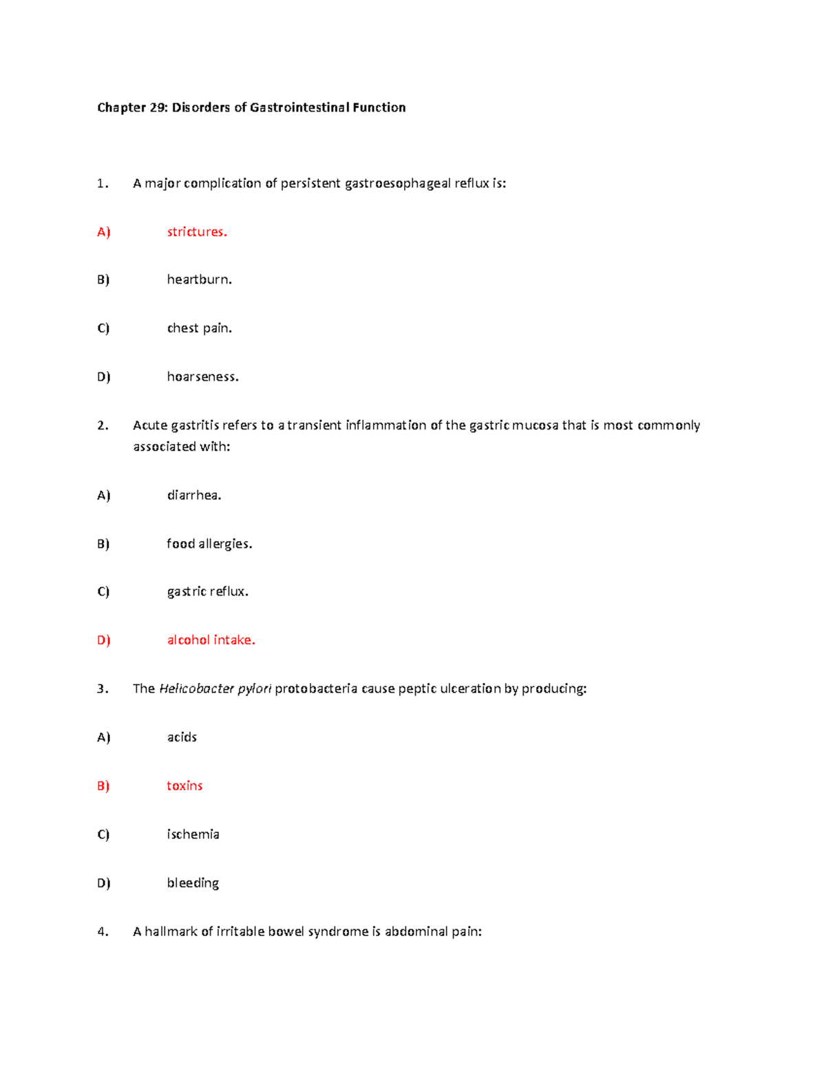 GI- review 2 - Term test prepare - Chapter 29: Disorders of ...