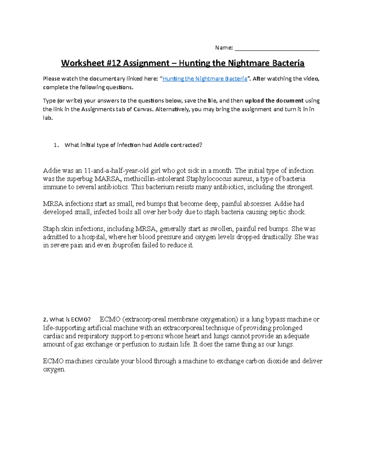 Worksheet 12 Antibiotic Resistance Video - Name ...