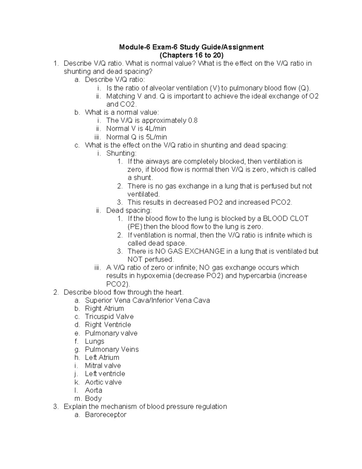 Module 6 1-10 - Exam 1 - Module-6 Exam-6 Study Guide/Assignment ...