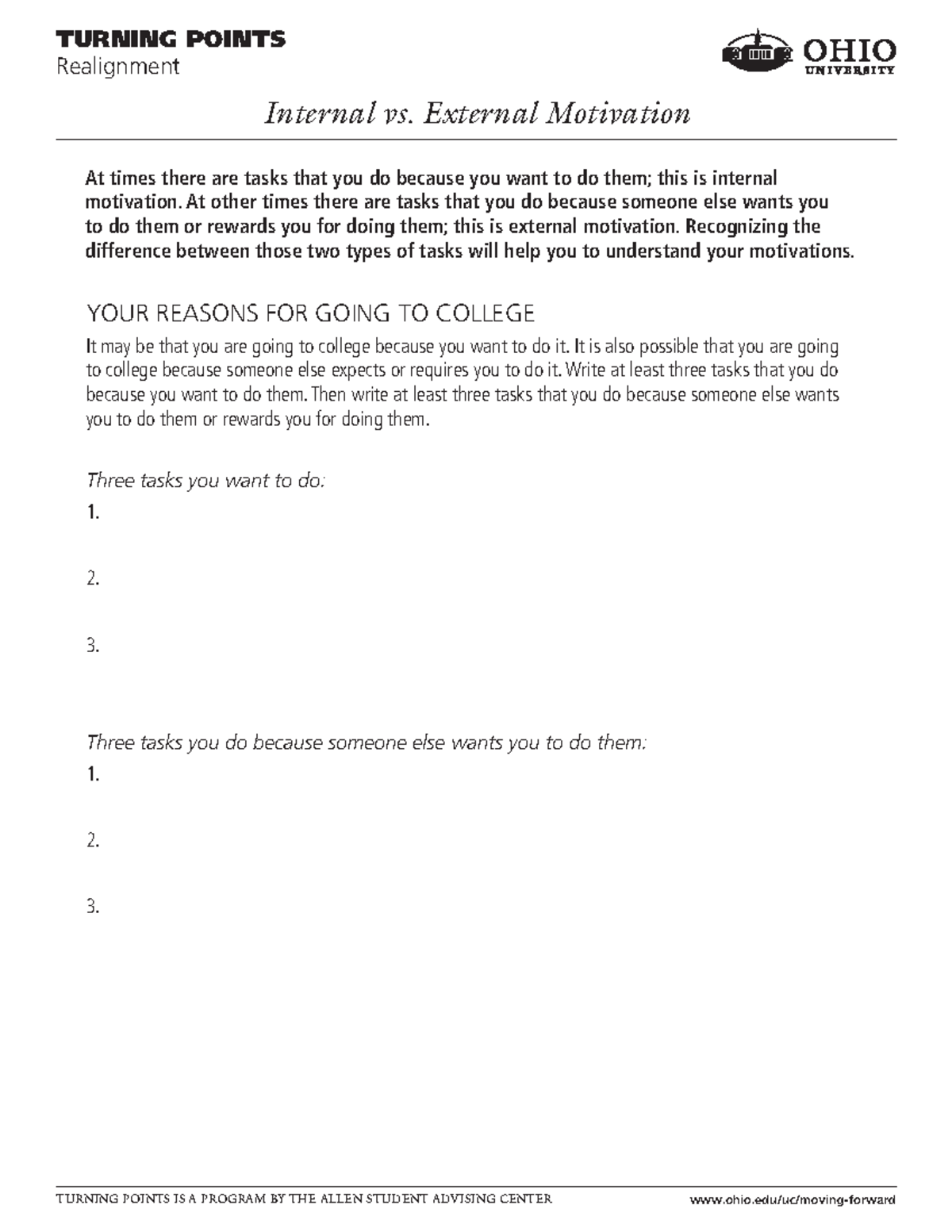 Internal vs External Motivation - TURNING POINTS Realignment Internal ...