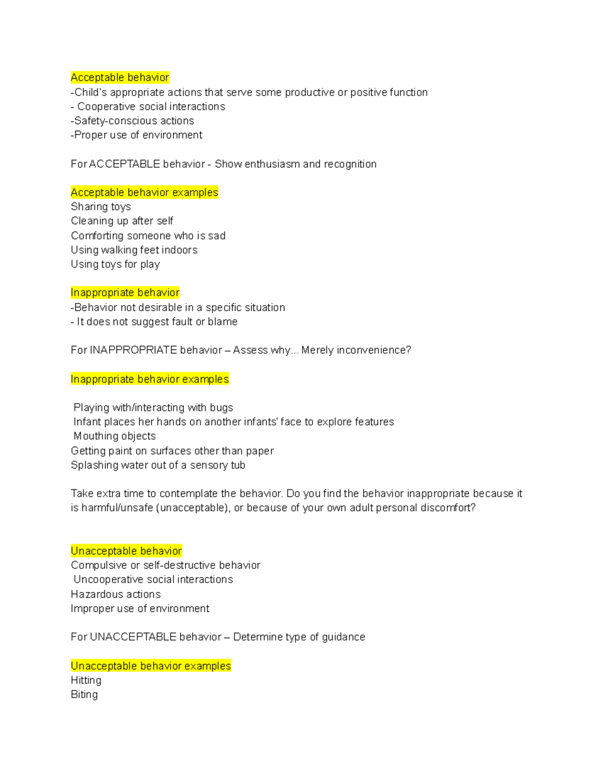 The Social Environment - Acceptable behavior -Child’s appropriate ...