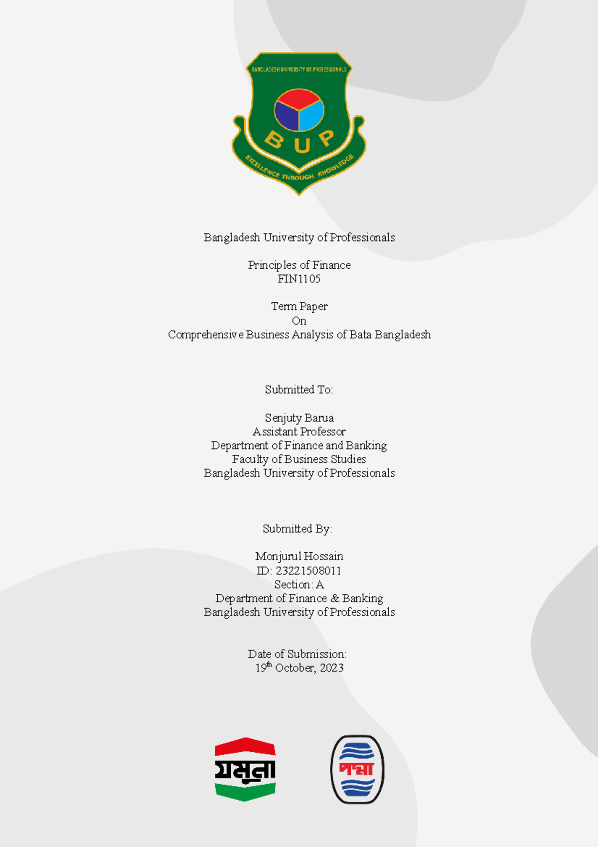 Comparative Ratio Analysis of POCL and JOCL - Bangladesh University of ...