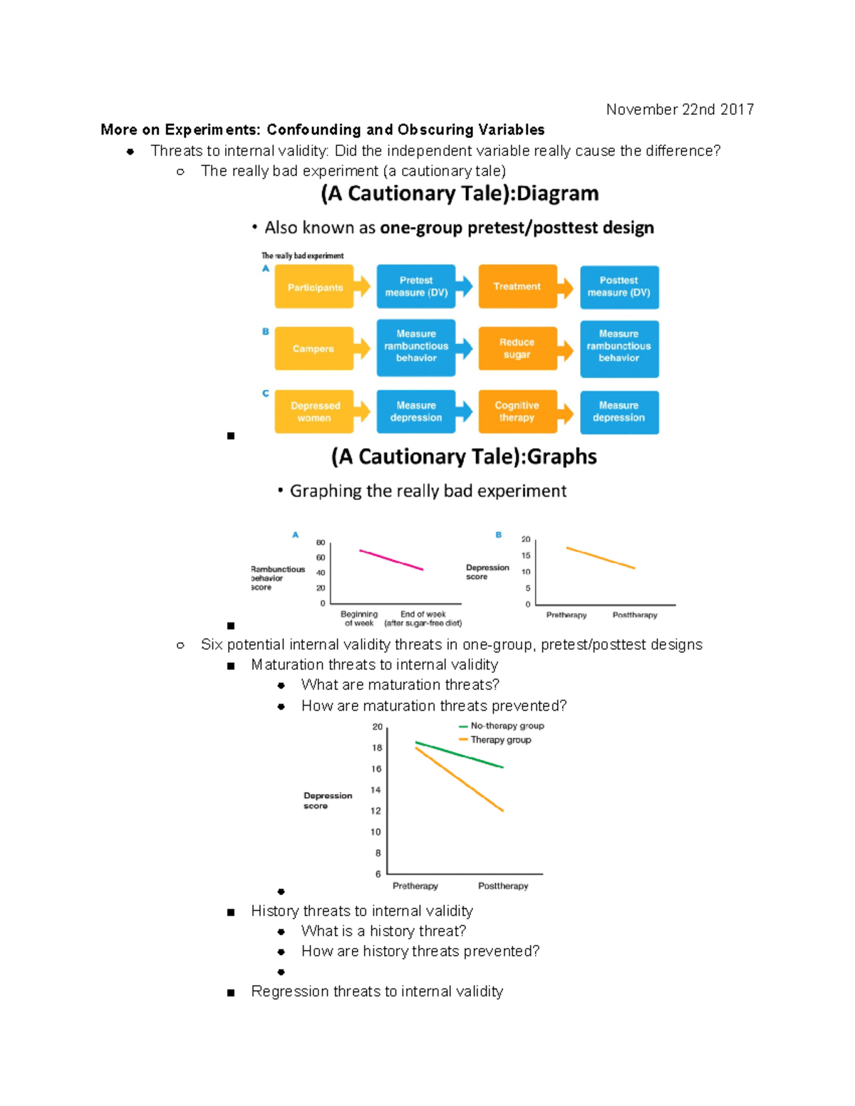 Lecture 10 - Cameron Muir - November 22nd 2017 More on Experiments: Confounding and Obscuring ...