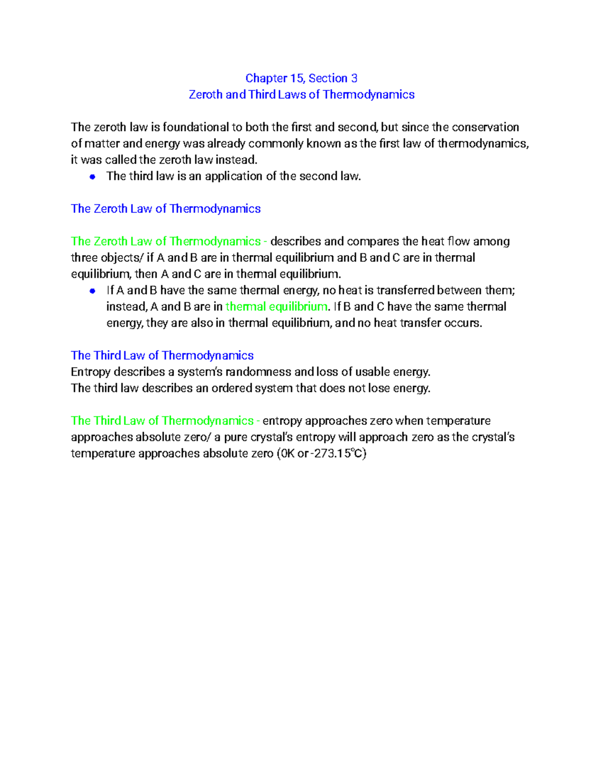 Physics Ch 15 Sec 3 - Chapter 15 - Chapter 15, Section 3 Zeroth and ...