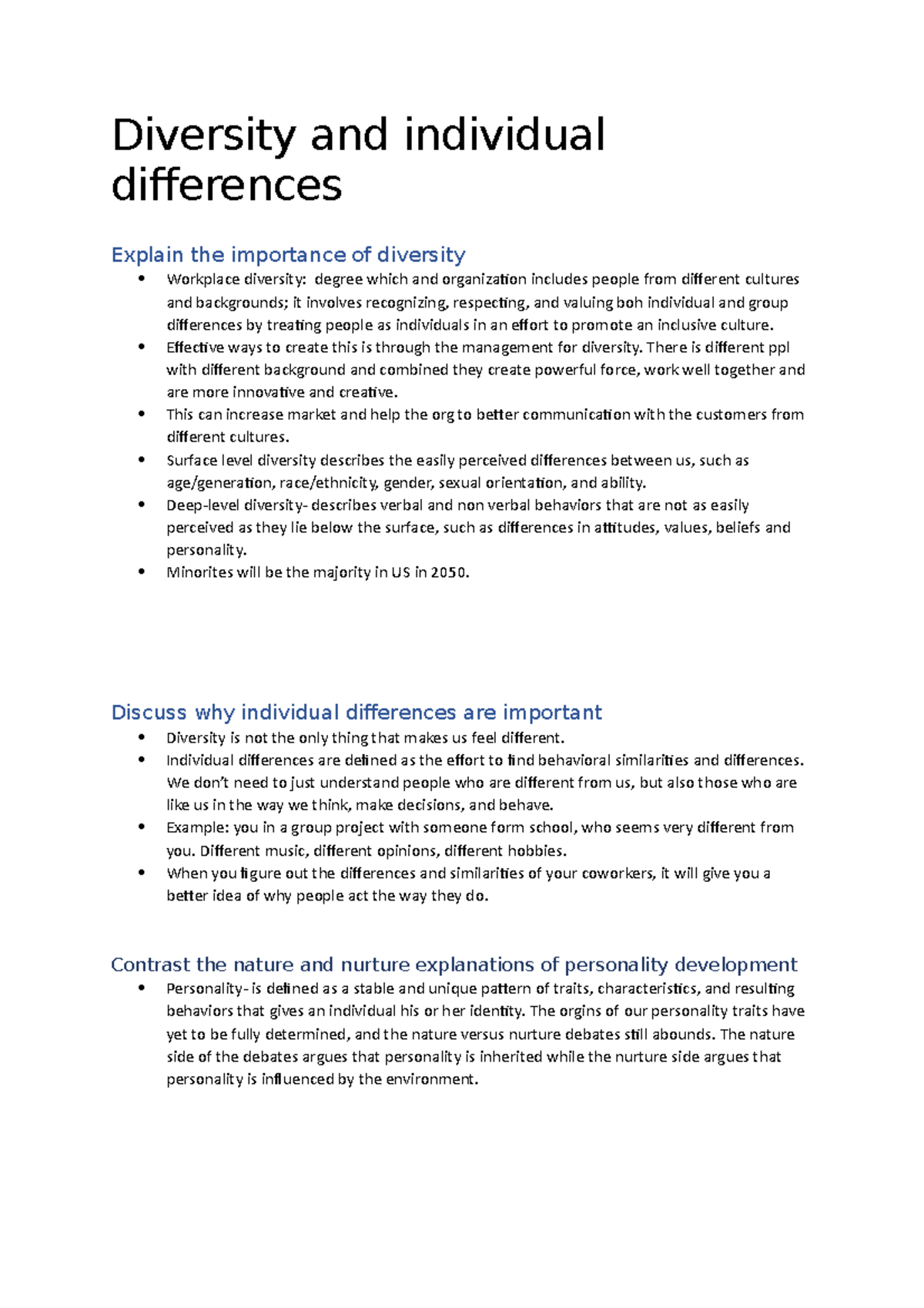 Diversity and individual differences - Diversity and individual ...