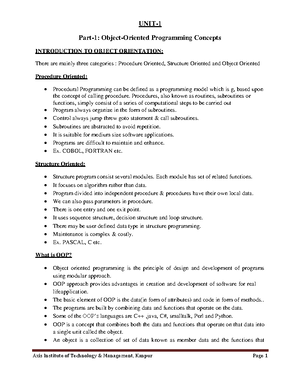 Notes Unit-1 OOSD BY SKK - Object Oriented System Design (KCS-054) Unit ...