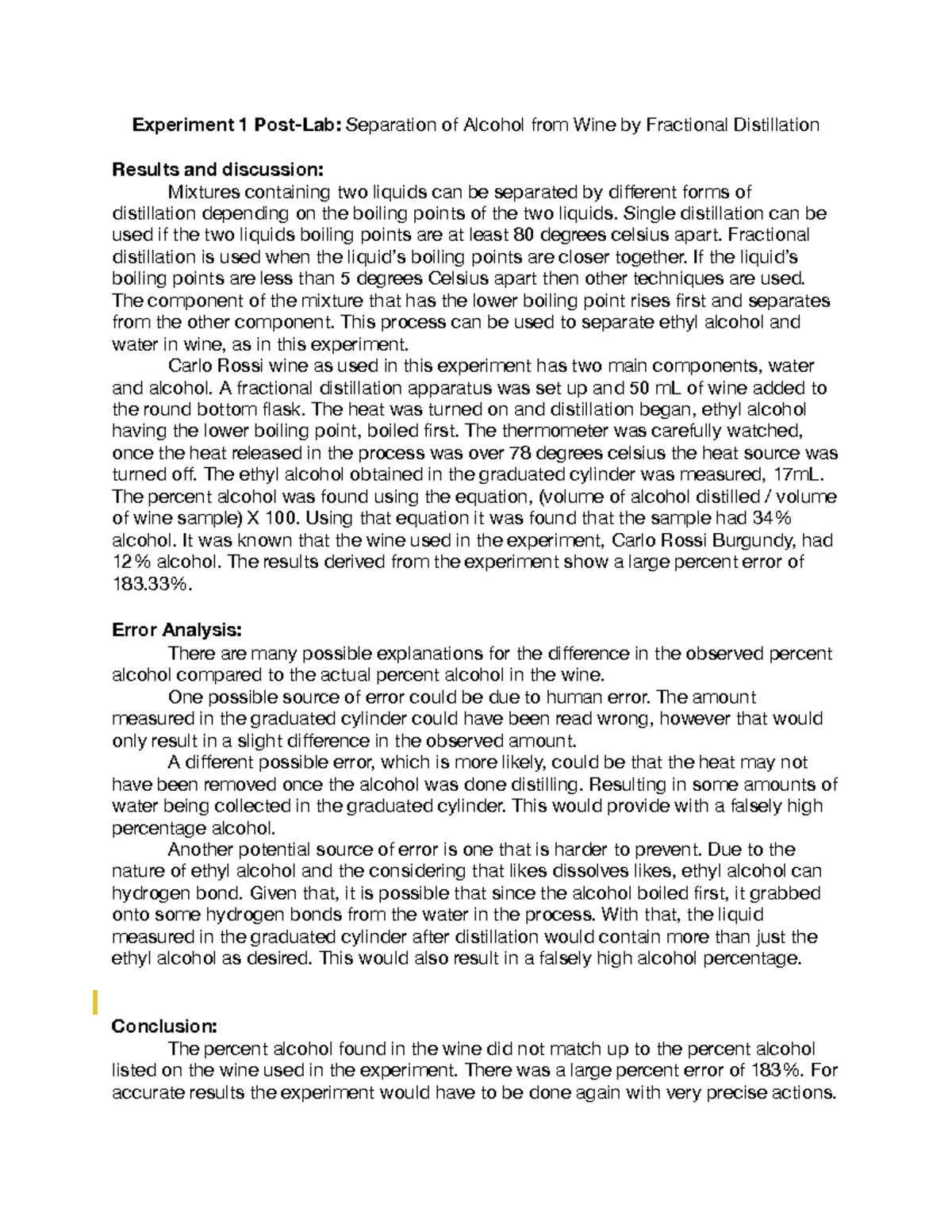 Exp 1 post lab - experiment 1 post lab example - Experiment 1 Post-Lab ...