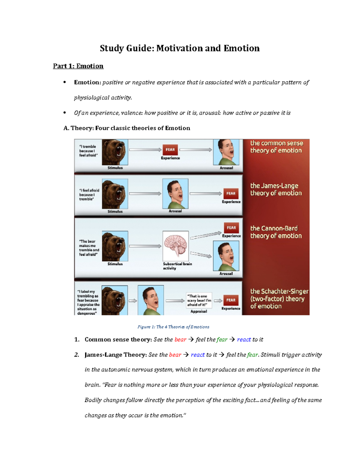 Study Guide Emotions and Motivations - Study Guide: Motivation and ...
