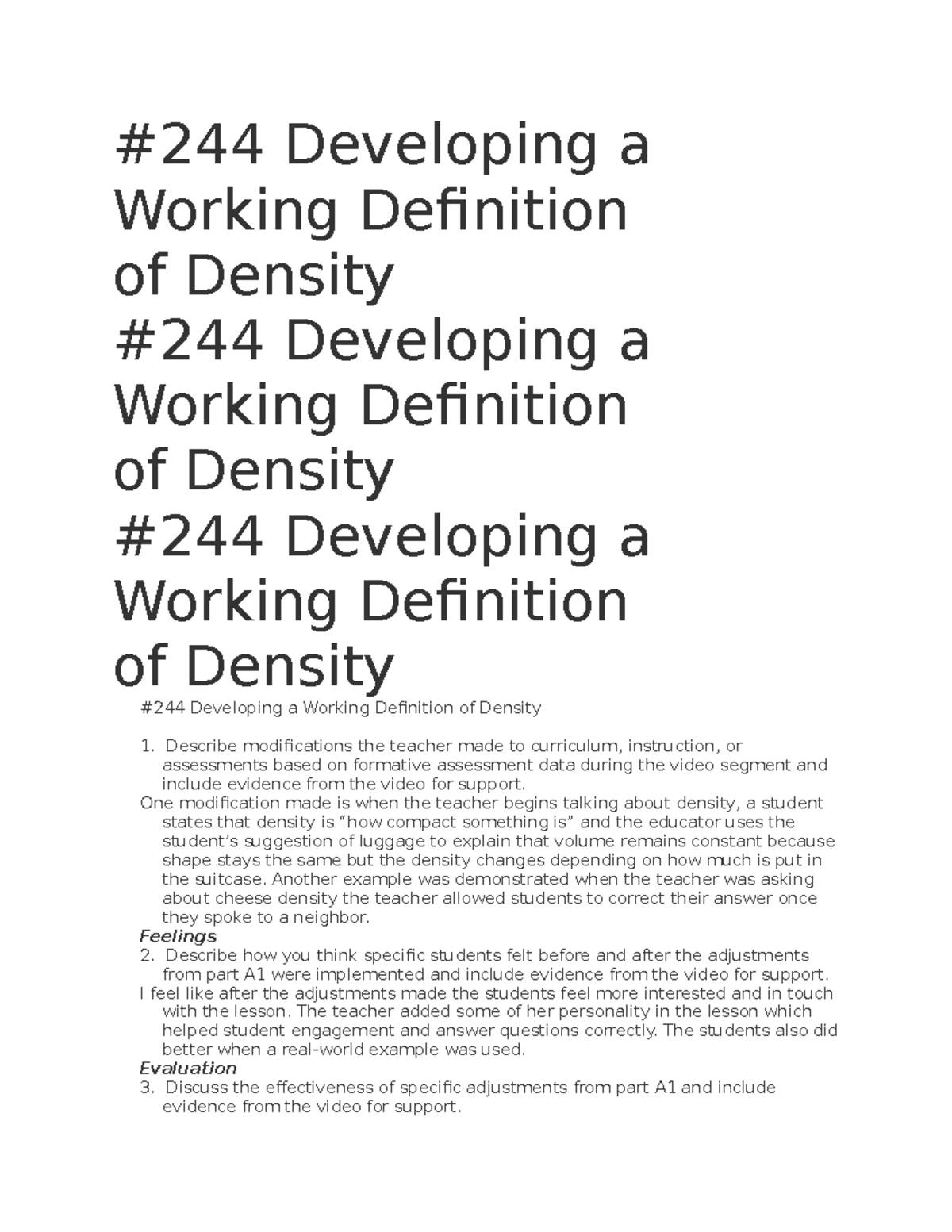 Differentiating Instruction - #244 Developing a Working Definition of Density #244 Developing a ...