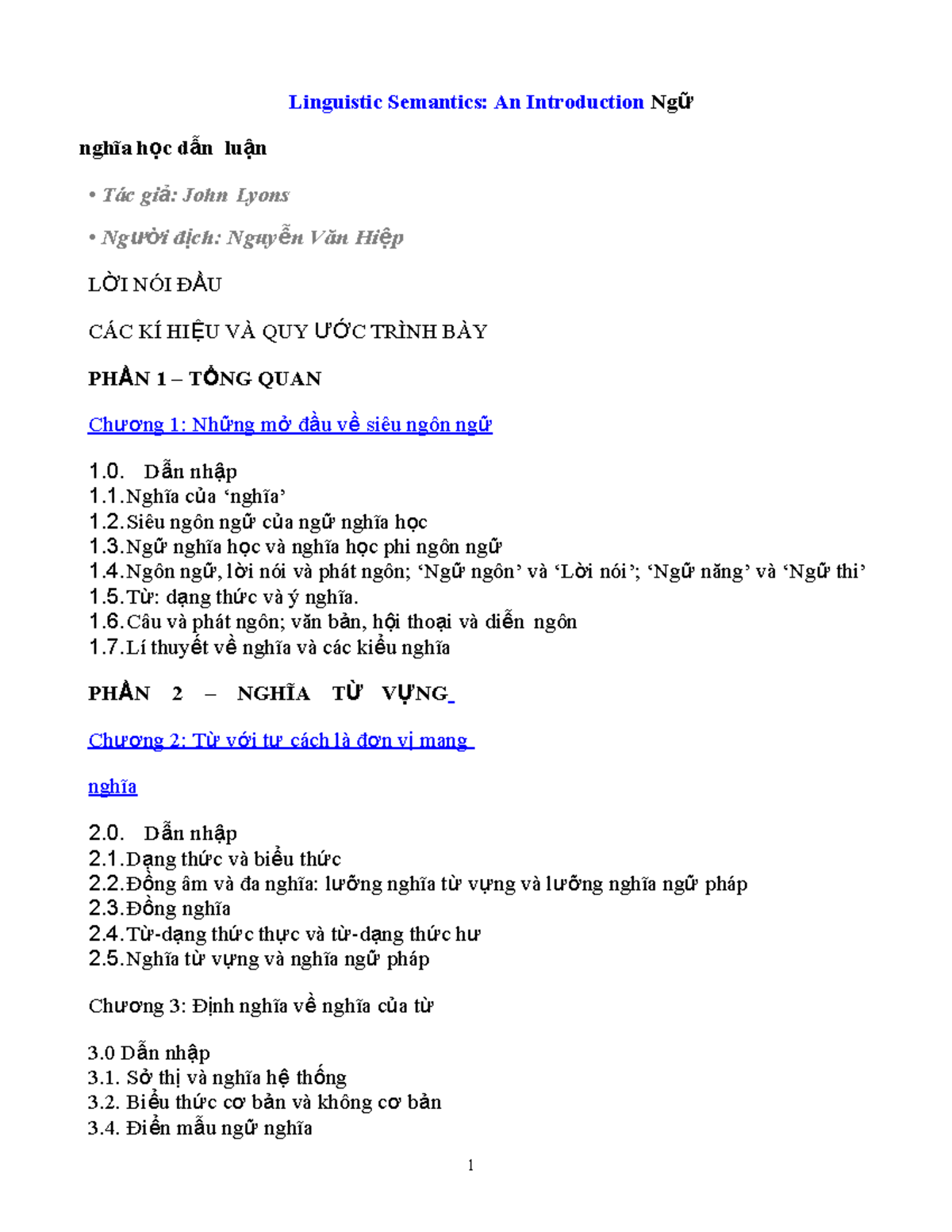 Linguistic Semantics An Introduction 69638 - 1 Linguistic Semantics: An Introduction Ngữ nghĩa ...