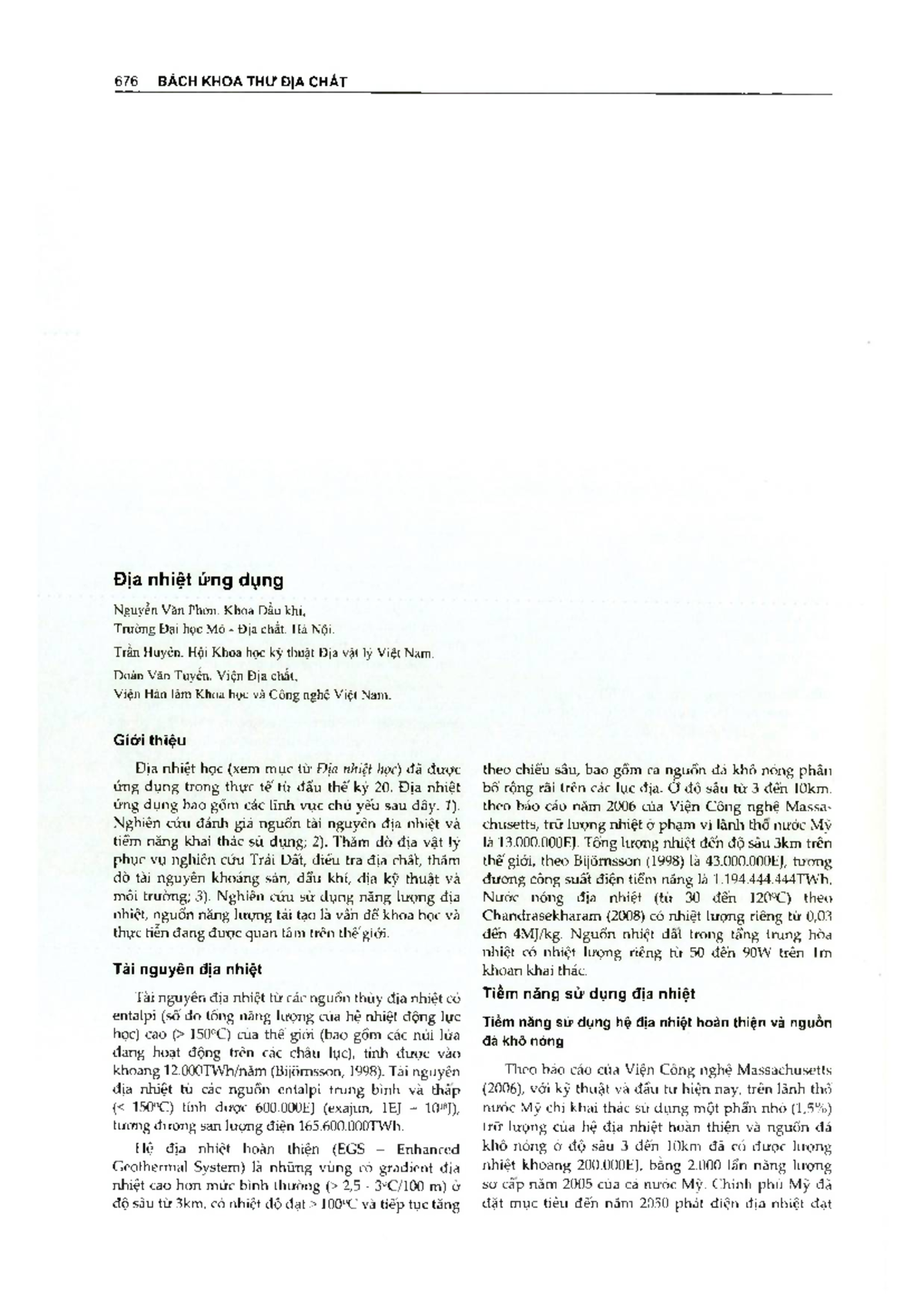 Bachkhoathudiachat a-nhit-ng-dng - 676 BÁCH KHOA THƯ ĐỊA CHÁT N gu ồn nhiệt đâ't ở Việt N am có ...