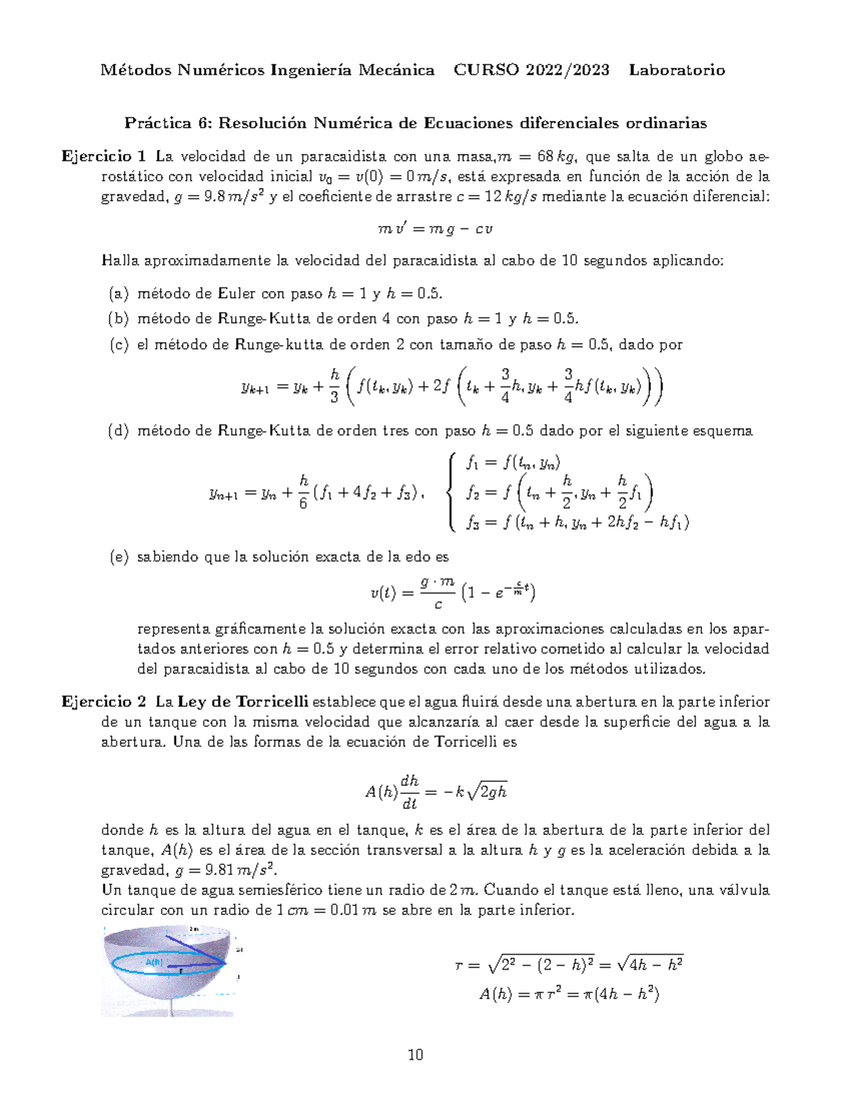 Practica 6 2223 Ejercicios - M ́etodos Num ́ericos Ingenier ́ıa Mec ...