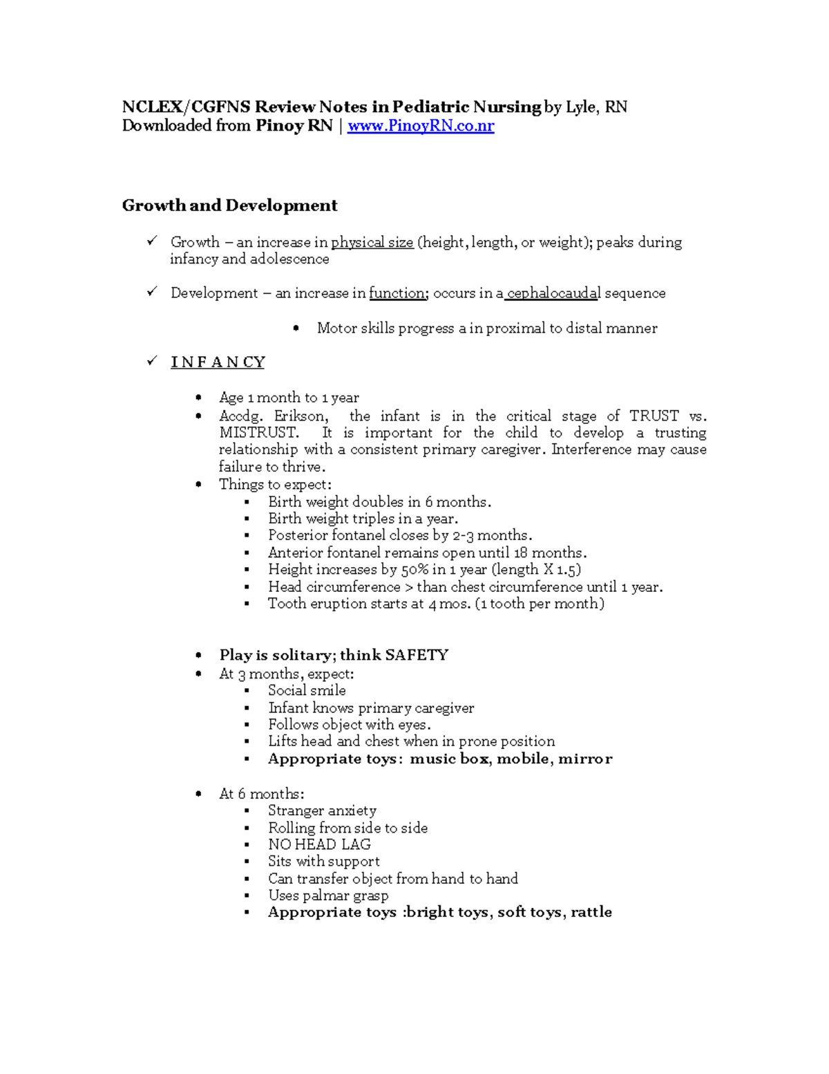 Review Notes in Pediatric - - Studocu