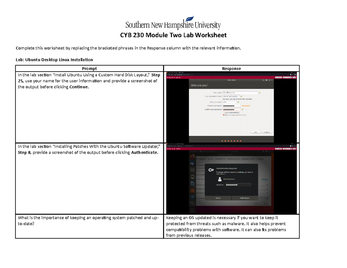 CYB 230 Module Two Lab Worksheet - CYB 230 Module Two Lab Worksheet ...