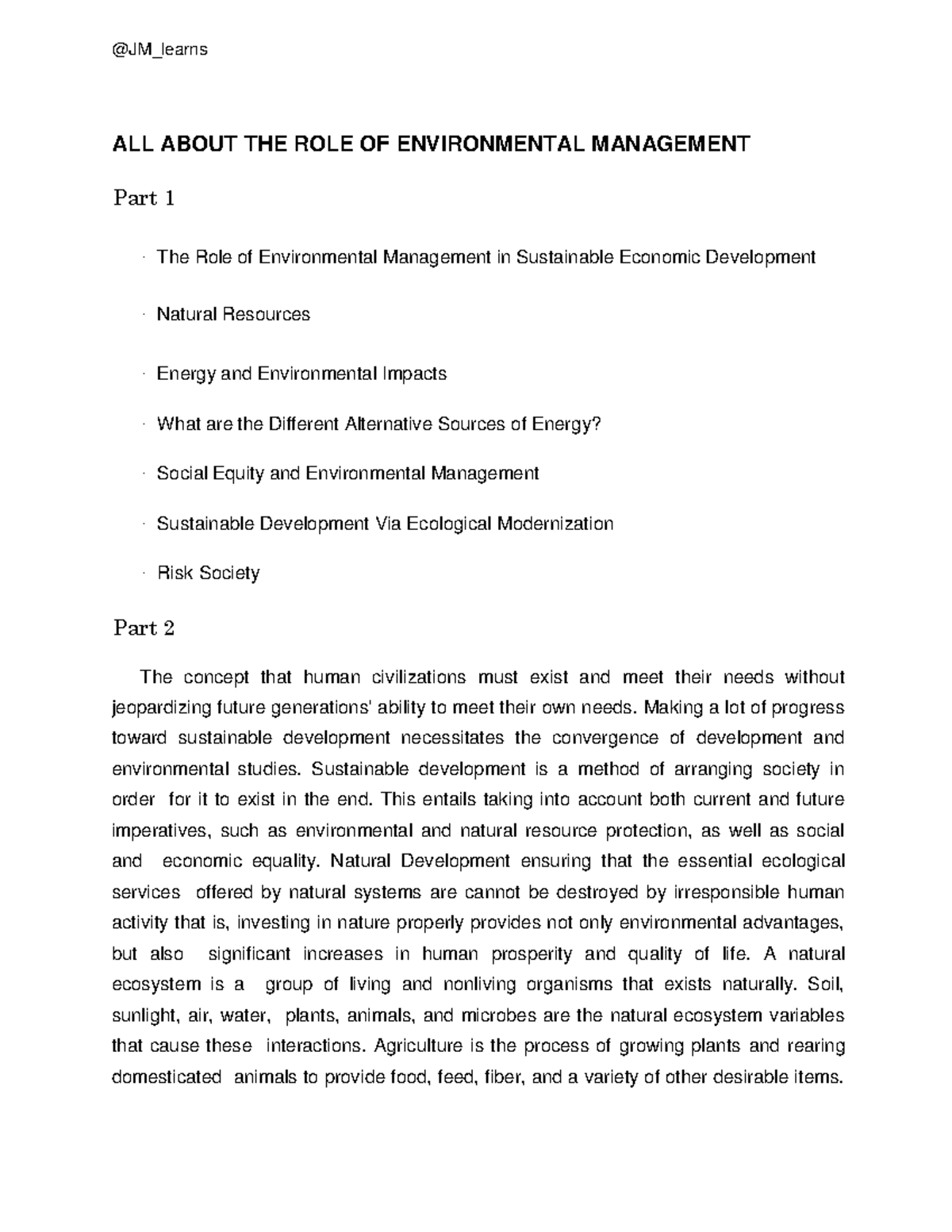 ALL About THE ROLE OF Environmental Management - @JM_learns ALL ABOUT ...