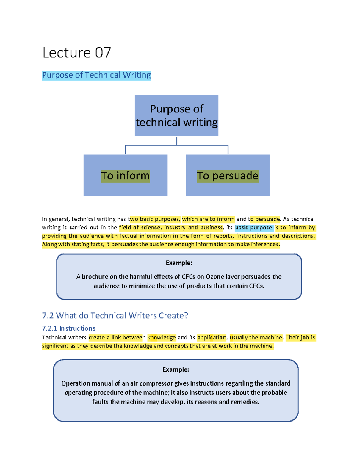 HUM102 Handouts Lecture 07 - Lecture 07 Purpose of Technical Writing In ...