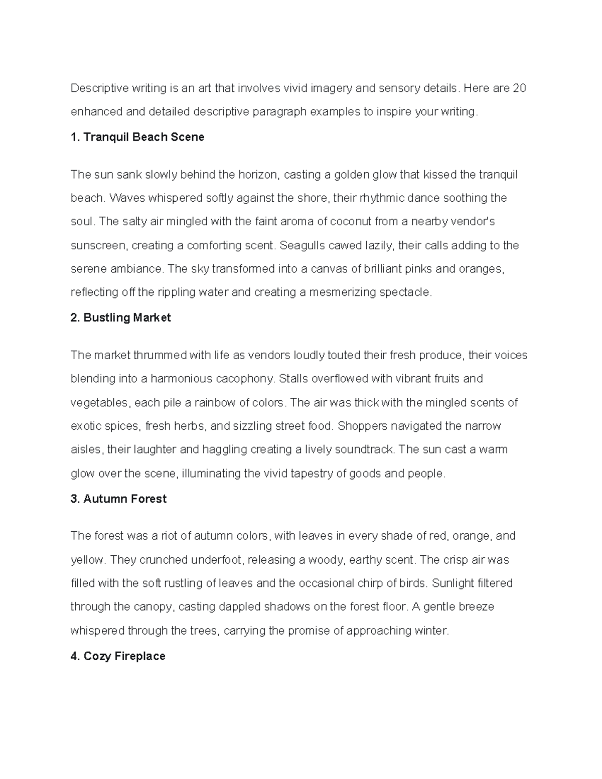 Examples of descriptive paragraphs - Descriptive writing is an art that ...