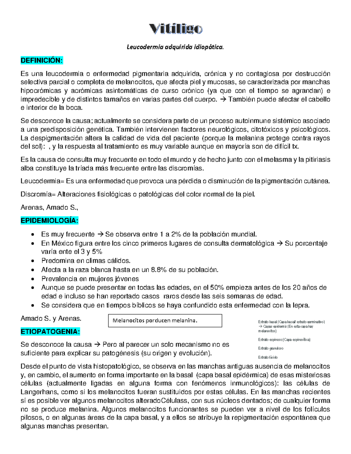 Vitíligo - Apunte del tema vitiligo - Leucodermia adquirida idiop·tica ...