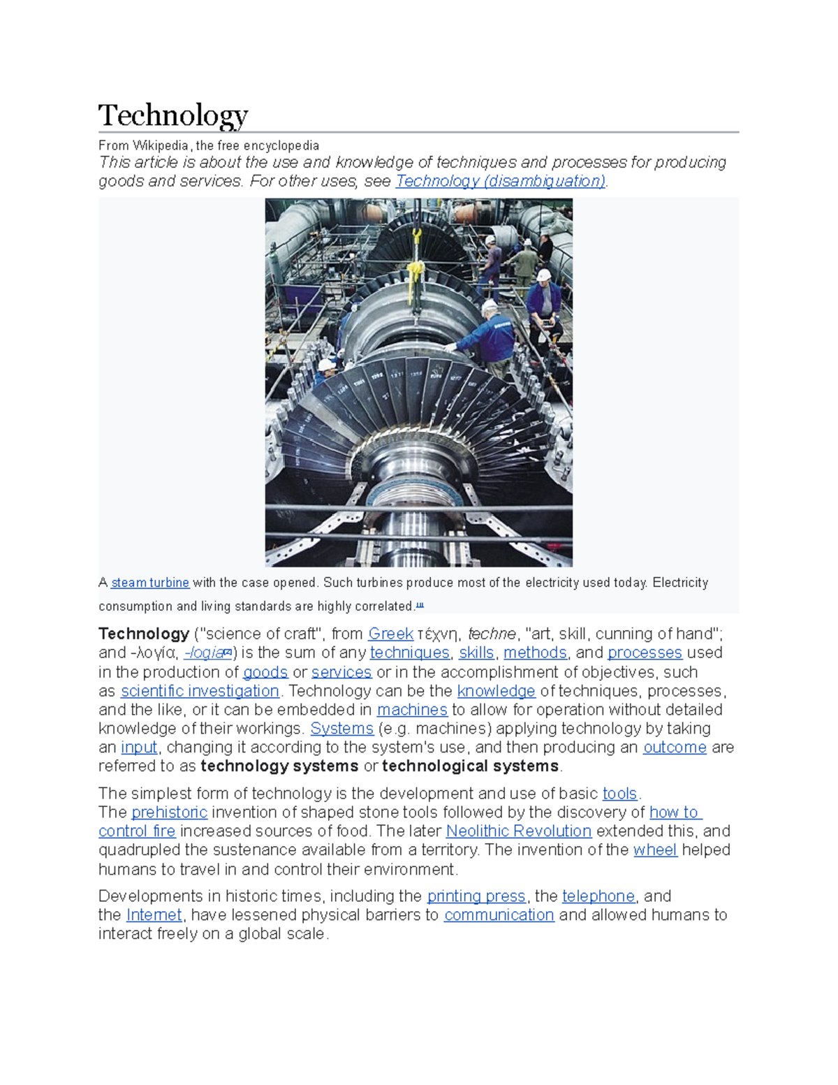 Technology Part1 for college students - Technology From Wikipedia, the ...