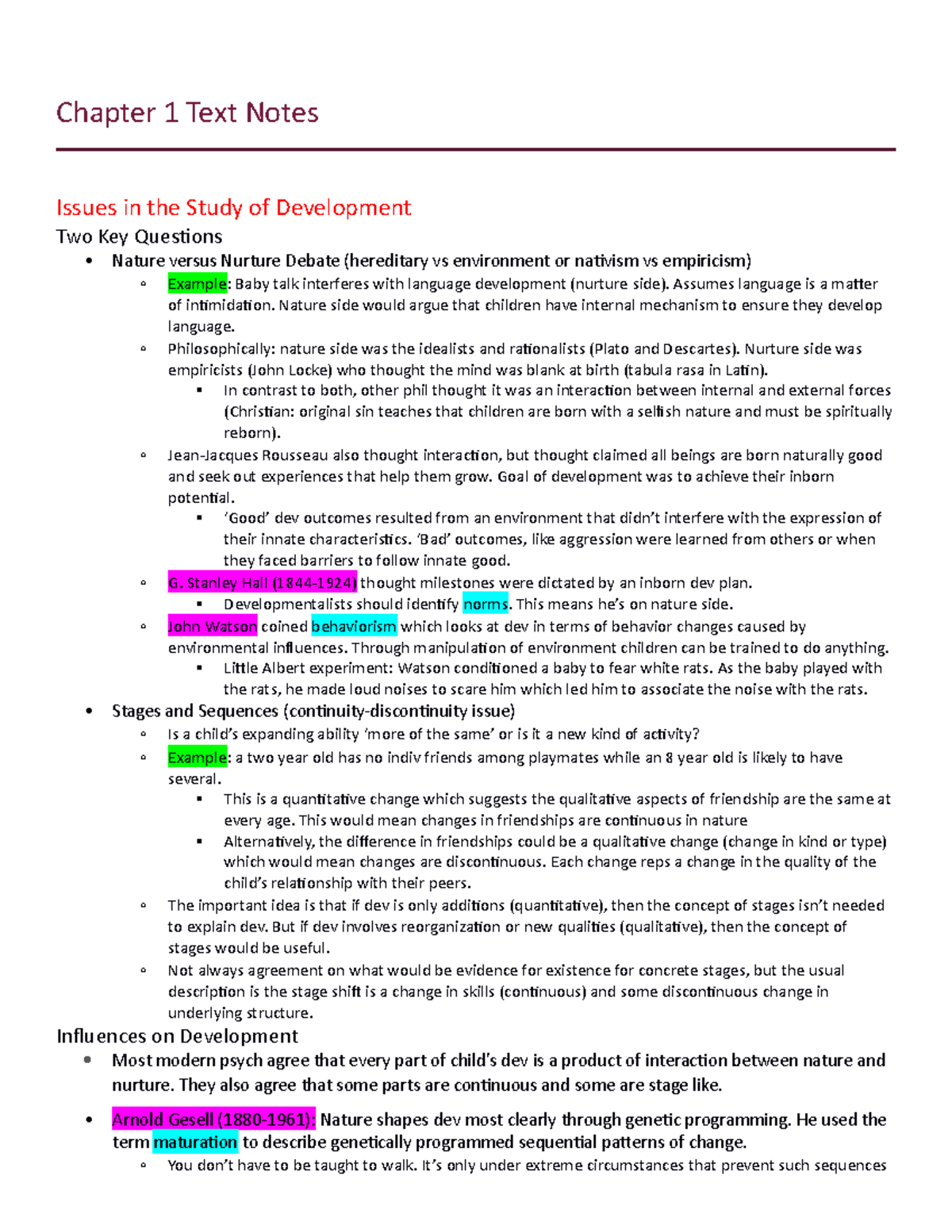 Chapter 1 Text Notes - Chapter 1 Text Notes Issues in the Study of ...