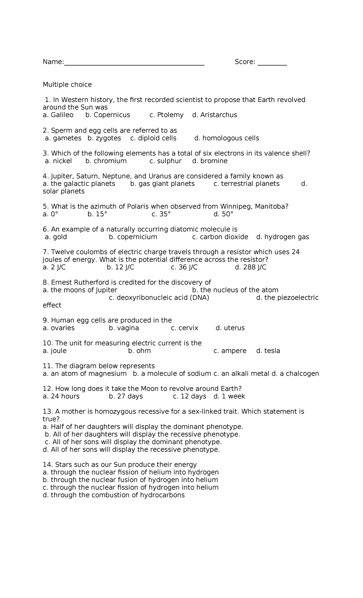 Science 9 Reviewer - review materials - Name ...