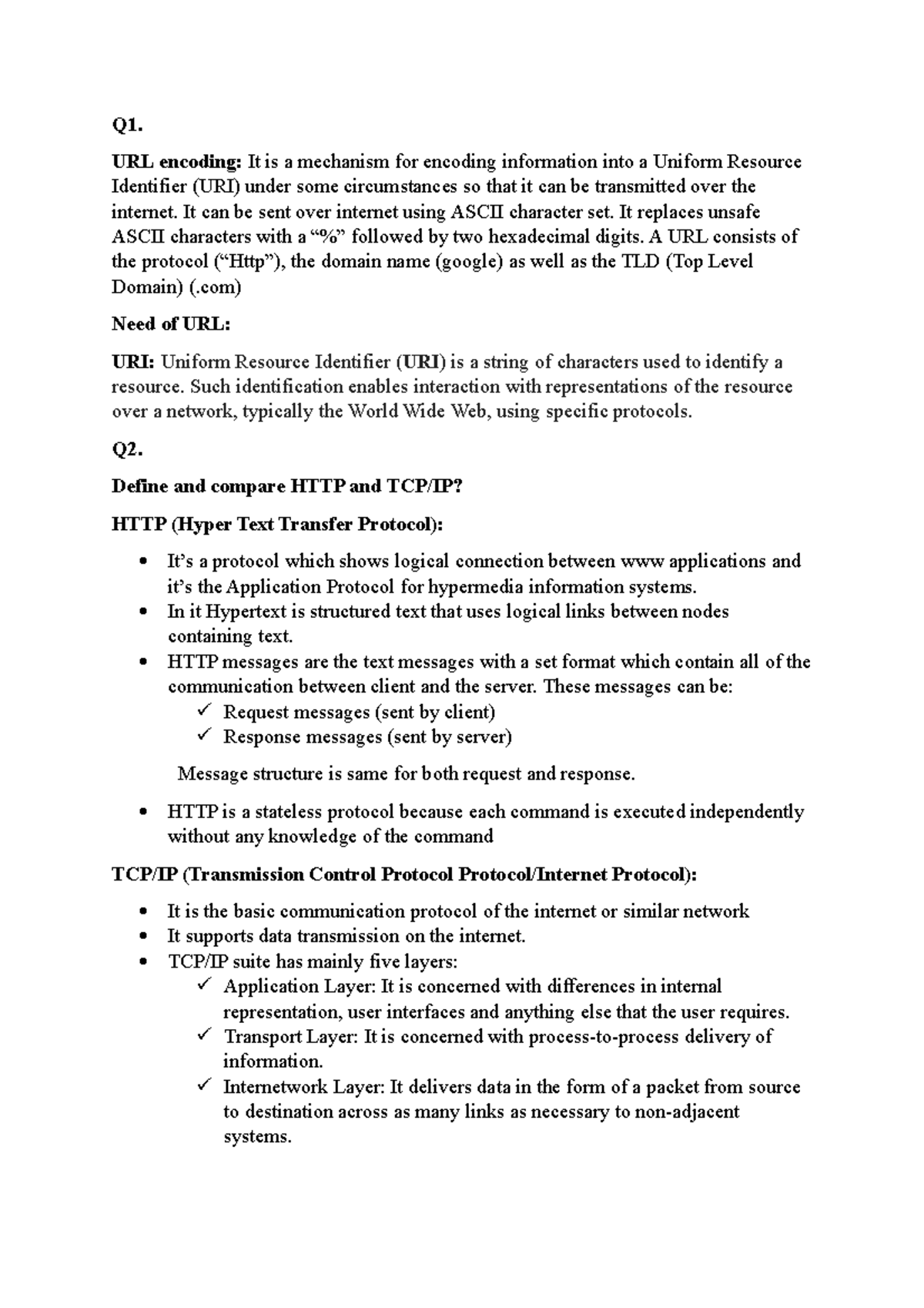 502 theory que - Exam questions - Q1. URL encoding: It is a mechanism ...