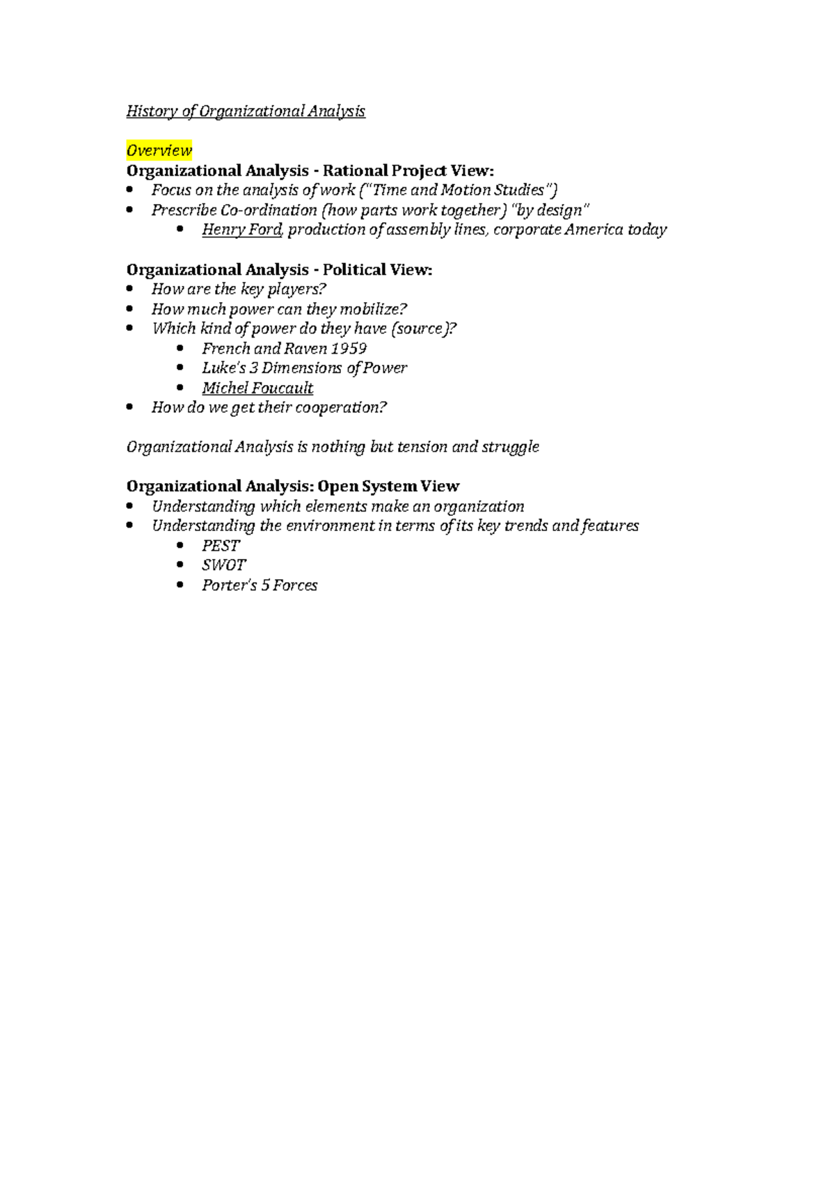 1. History of OA - Seminar 1 - History of Organizational Analysis ...