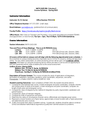 M1-Formula Sheet - MATH 2425 Midterm 1 - Formulas Spring 2021 Basic ...