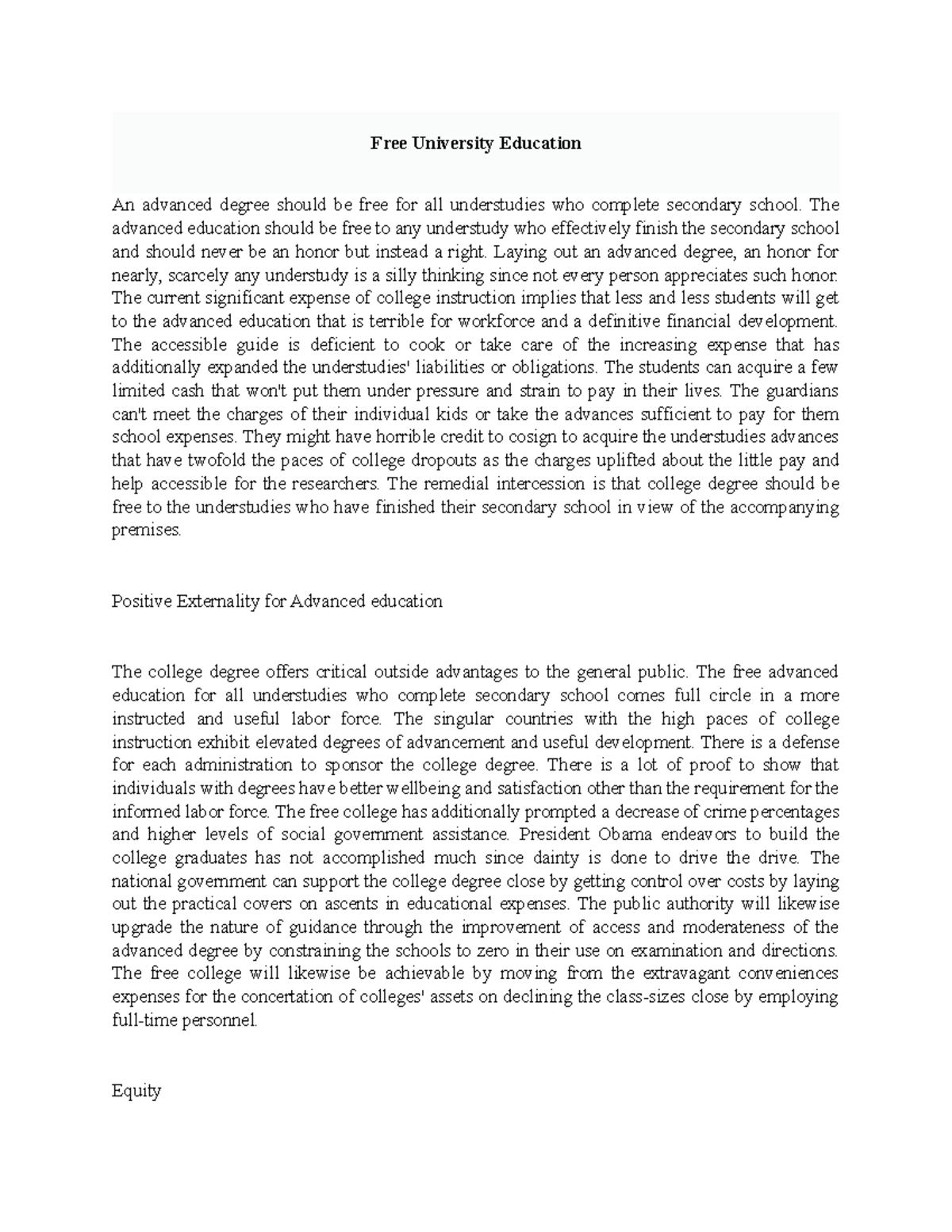 Free University Education - The advanced education should be free to ...