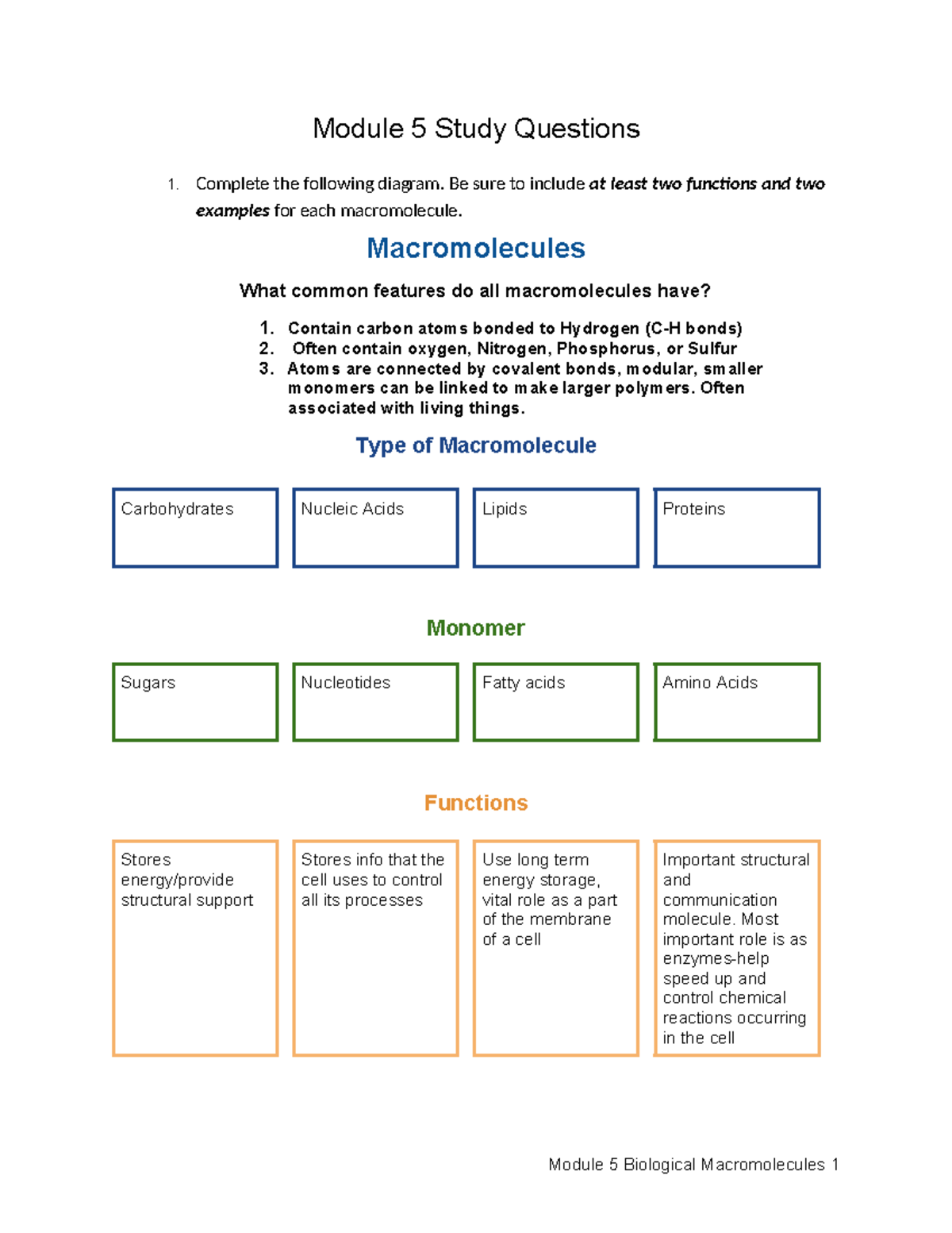 Module 5 Study Questions - Module 5 Study Questions 1. Complete the ...