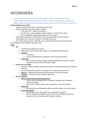 13. Podnikova informatika - 13. Podniková informatika – informace, role ...