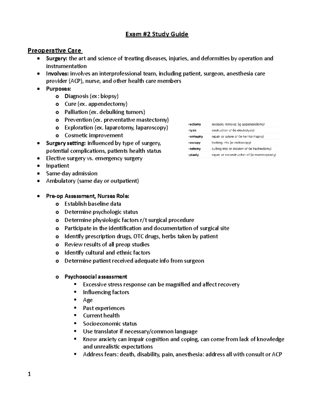 Exam Notes Part 1 - Perioperative Nursing, Cataracts, Conjunctivitis ...