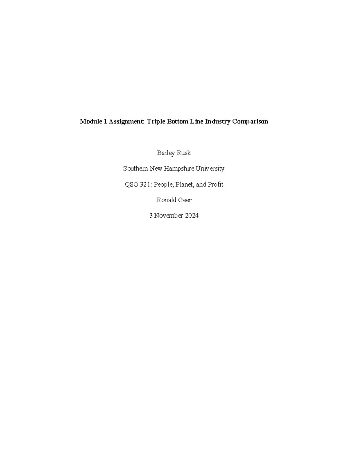 Module 1 Assignment - TBL Comparison - Module 1 Assignment: Triple ...