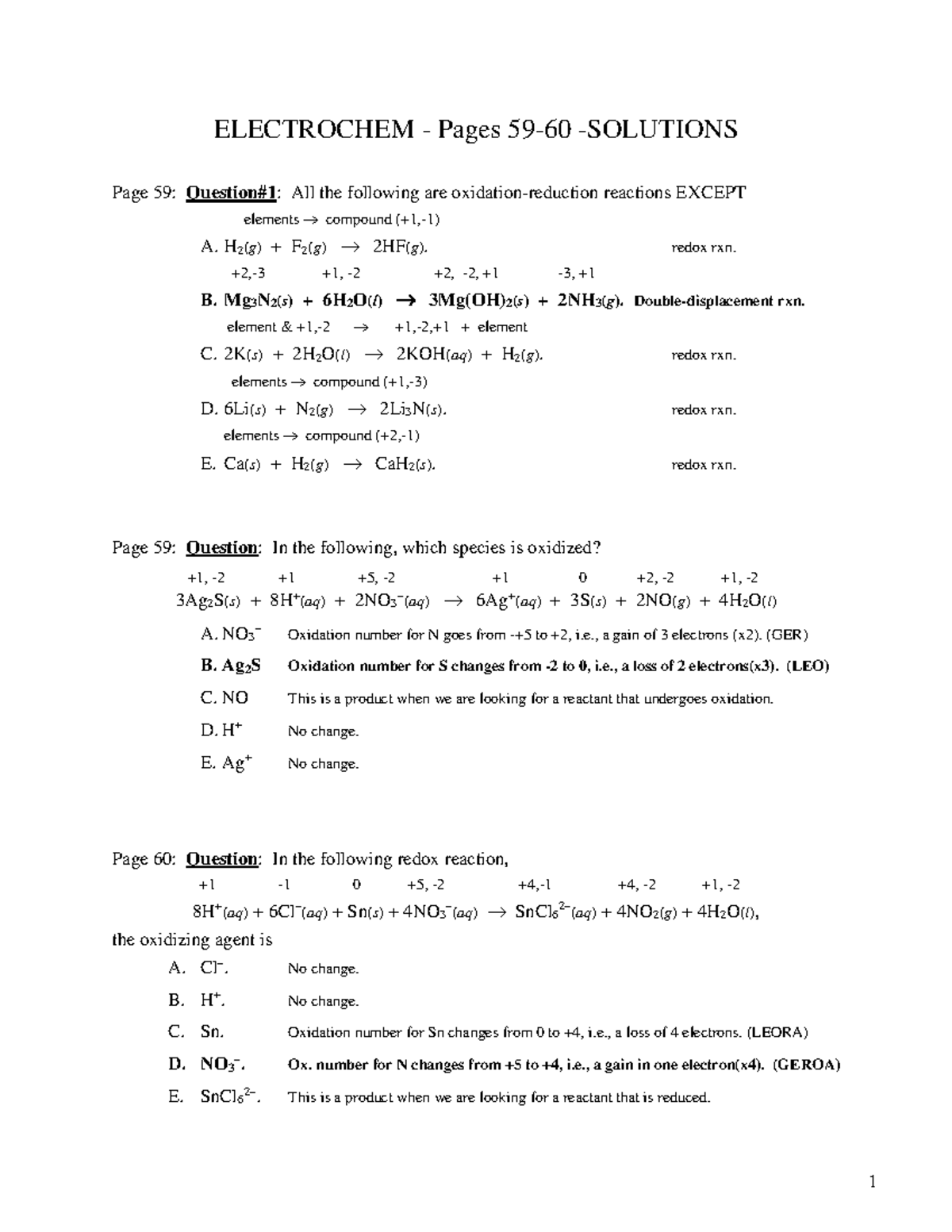 Electrochemistry Solutions - ELECTROCHEM - Pages 59-60 -SOLUTIONS Page ...