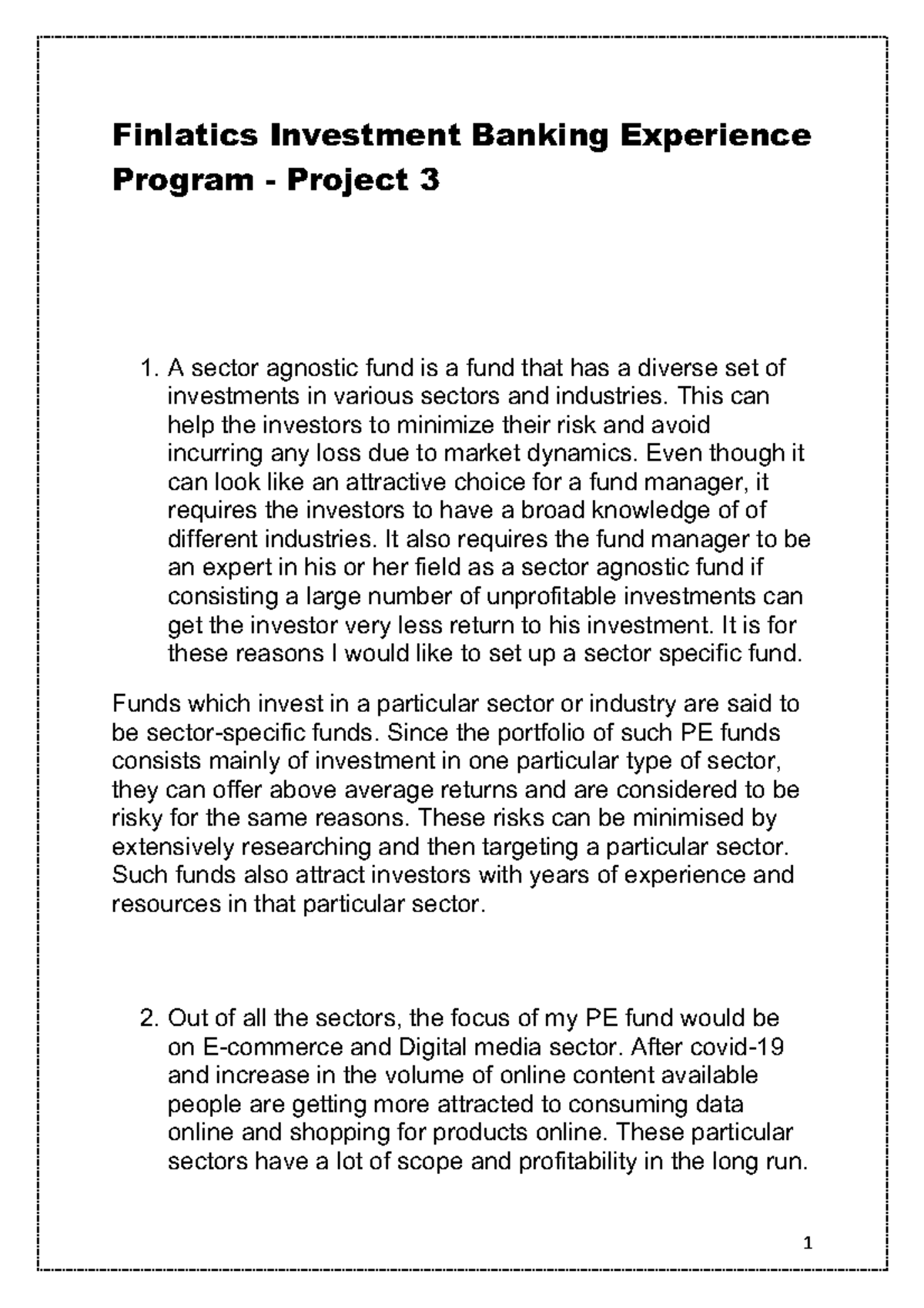 IBEP-3 - Investment Banking project based on research - Finlatics ...