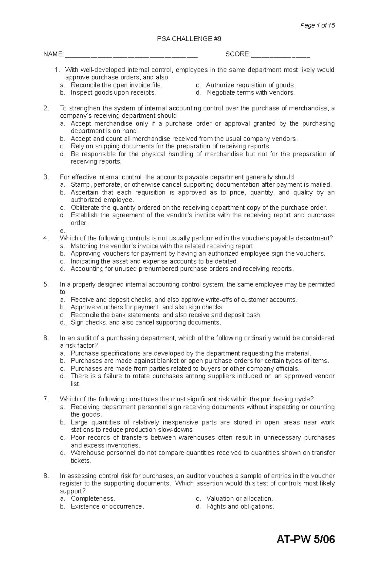 PSA Challenge #9 done - This is a lecture notes in Accounting - PSA ...