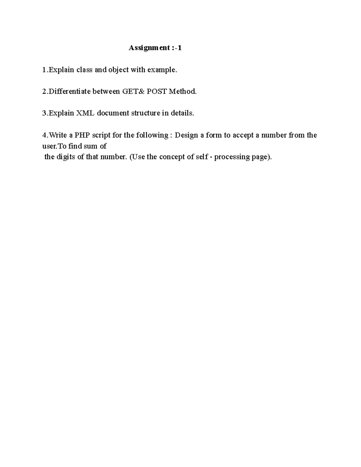 Adv.php Assignment - BBA - Assignment :- 1 class and object with example. 2 between GET& POST ...