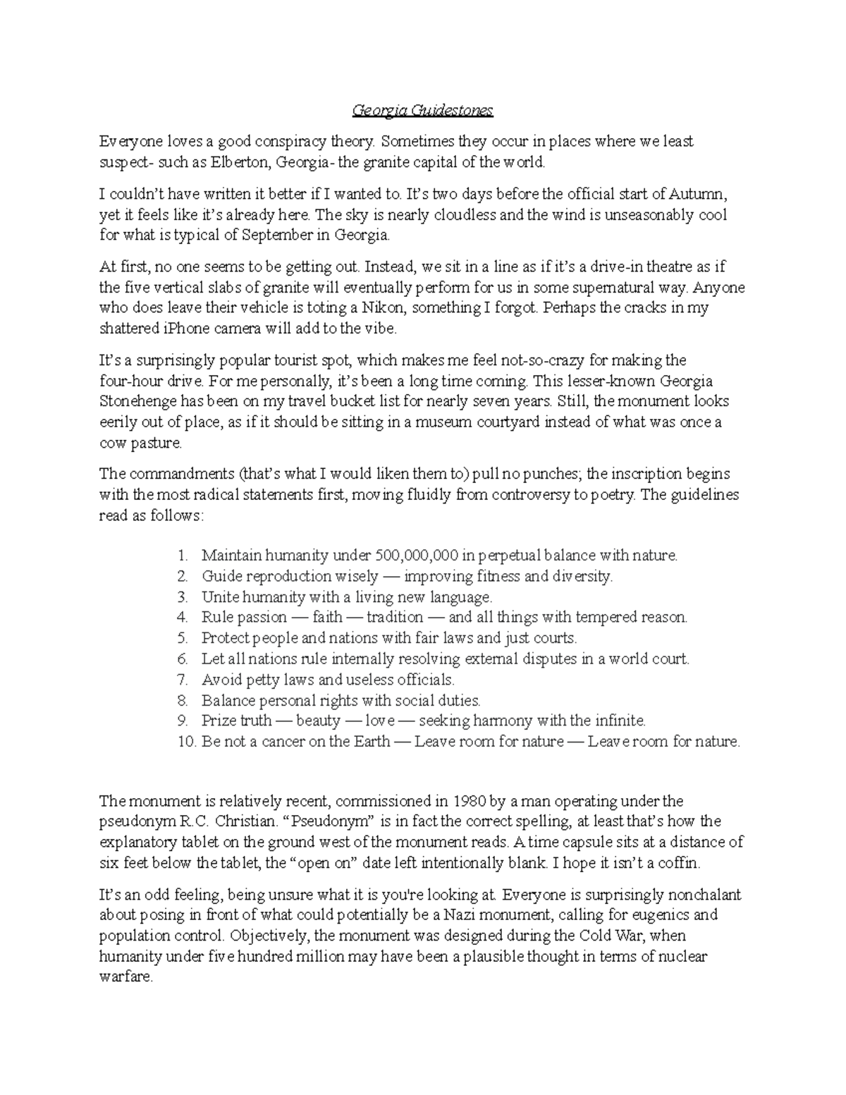 2021- Intro to Journalism- Assignment - Georgia Guidestones Everyone ...