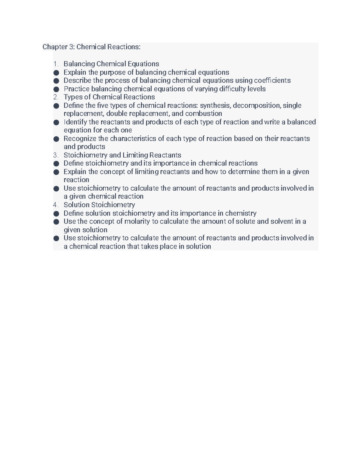Chapter 3 Chemical Reactions - Chapter 3: Chemical Reactions: Balancing ...