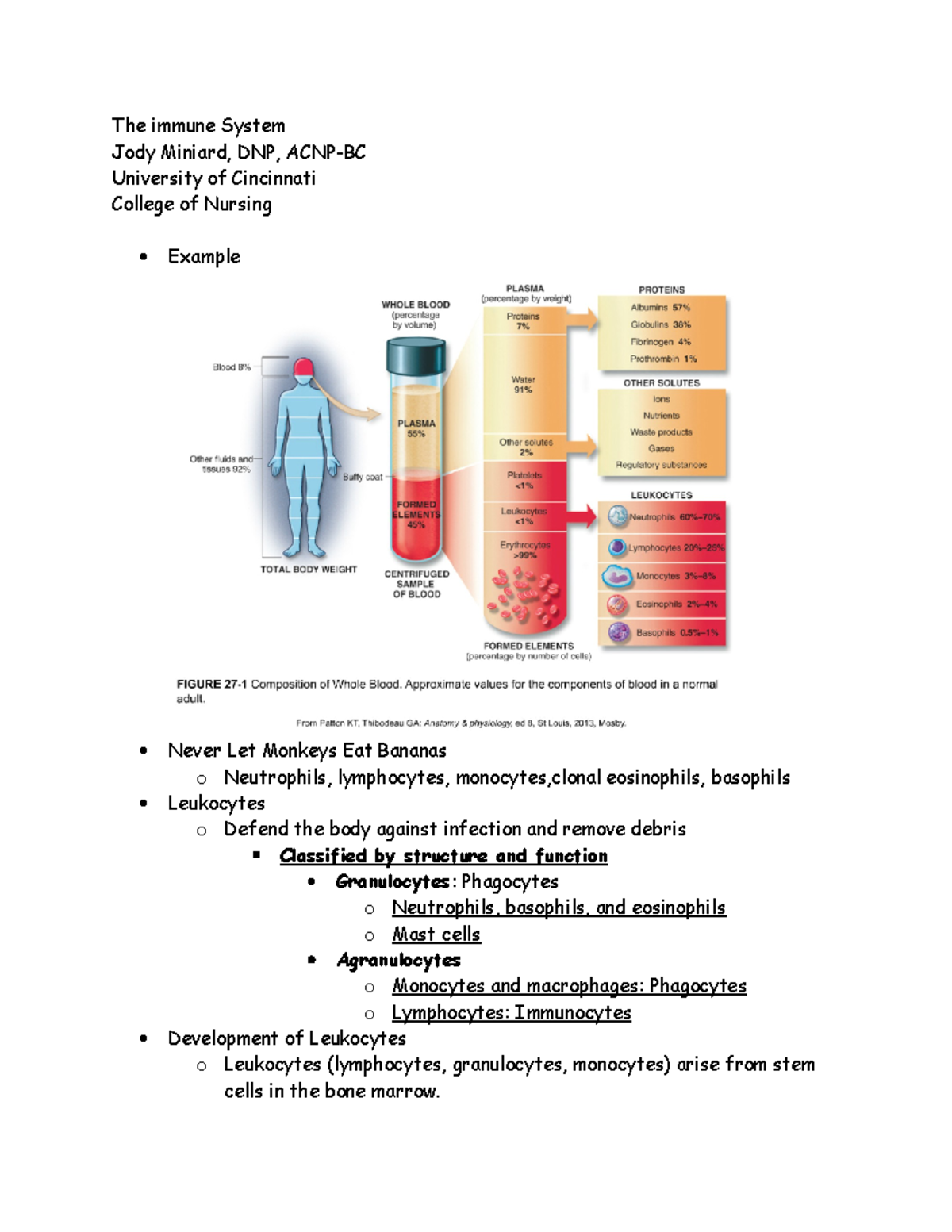 The Immune System - Notes - The immune System Jody Miniard, DNP, ACNP ...