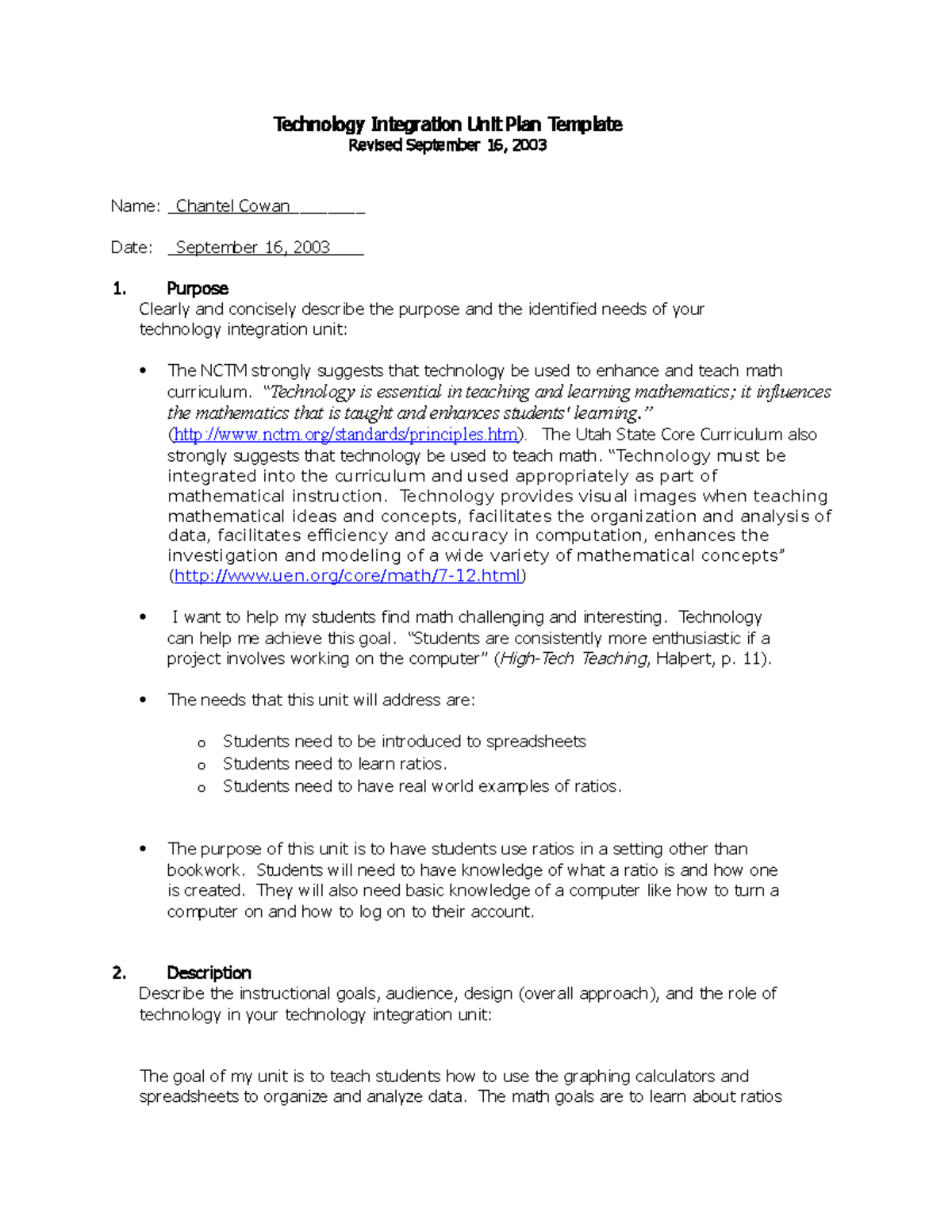 Ratio unit plan - gydjm,m,l,n h - Technology Integration Unit Plan ...