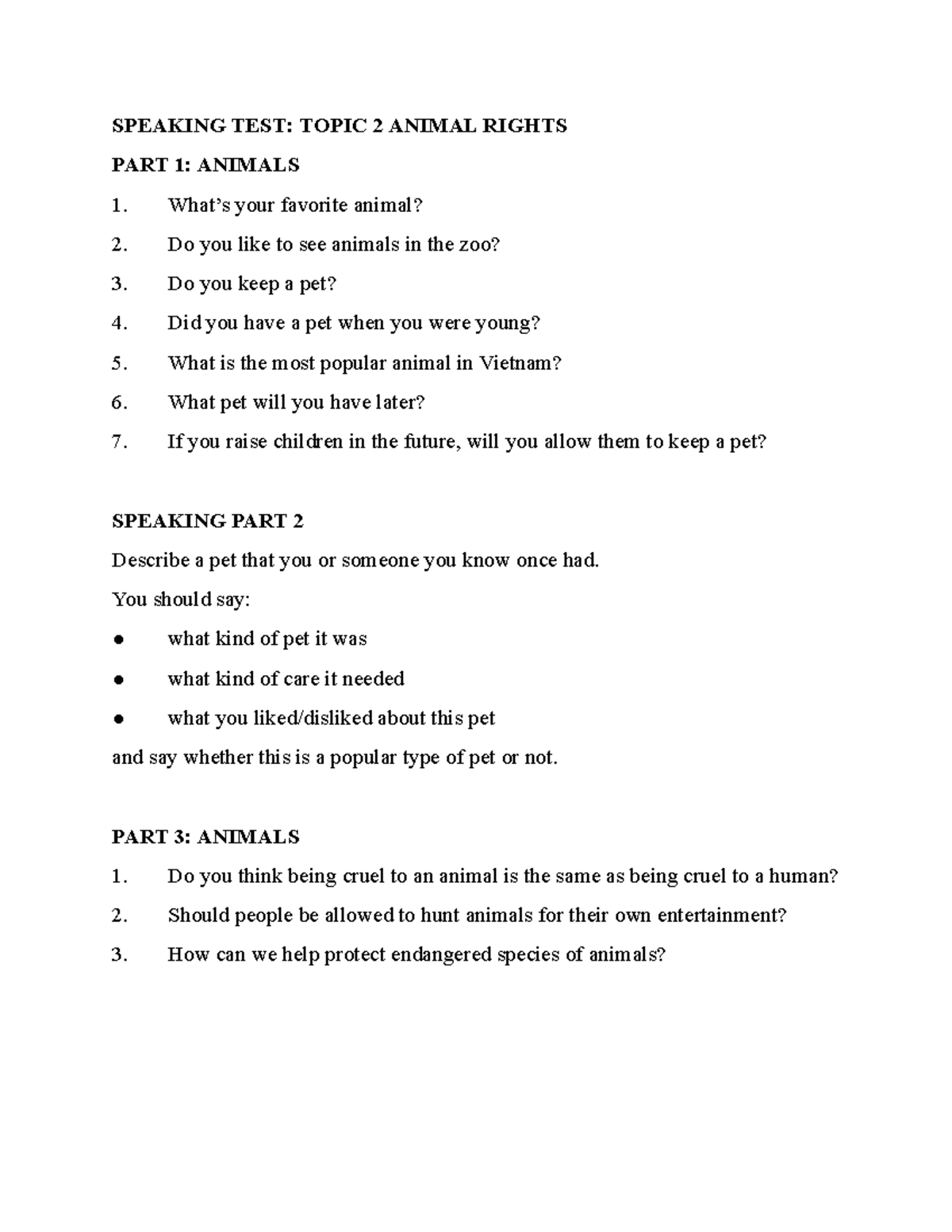 2.5 Speaking TEST Animal rightsOptimization Models and Applications ...