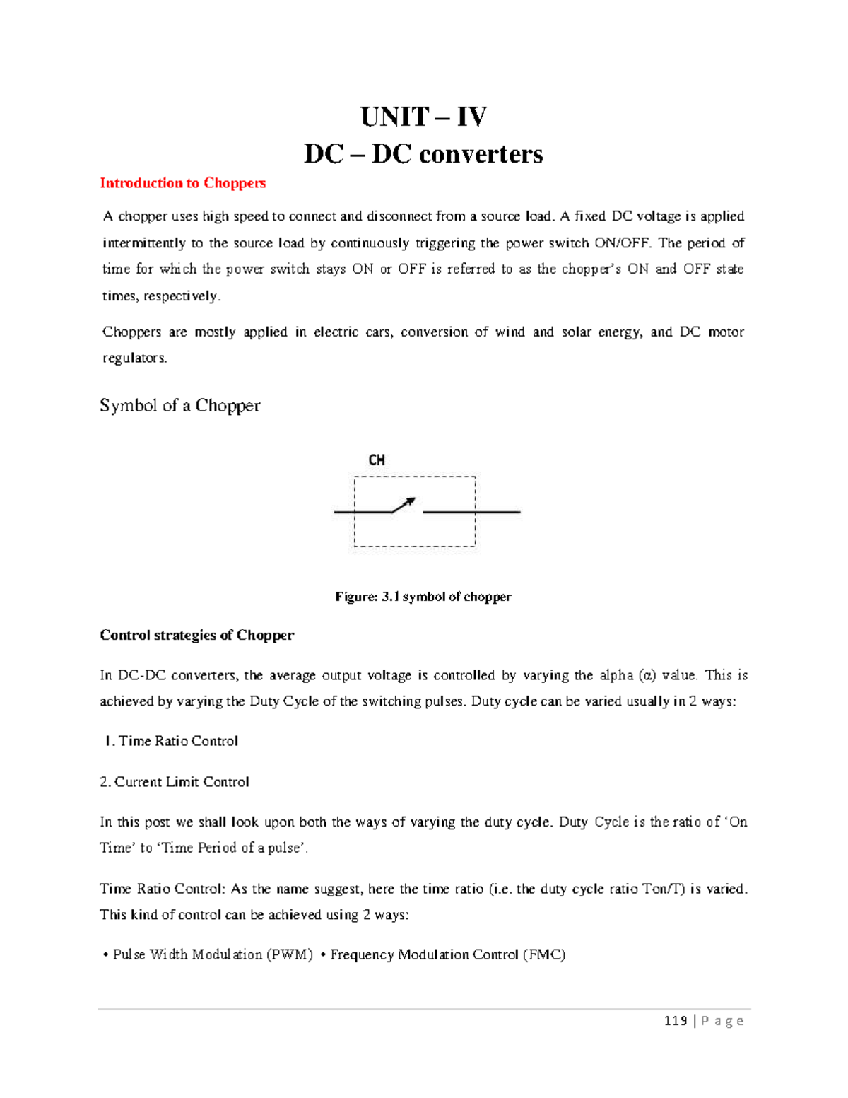 Power Electronics R19 - UNIT-4 - UNIT – IV DC – DC converters Introduction to Choppers A chopper ...